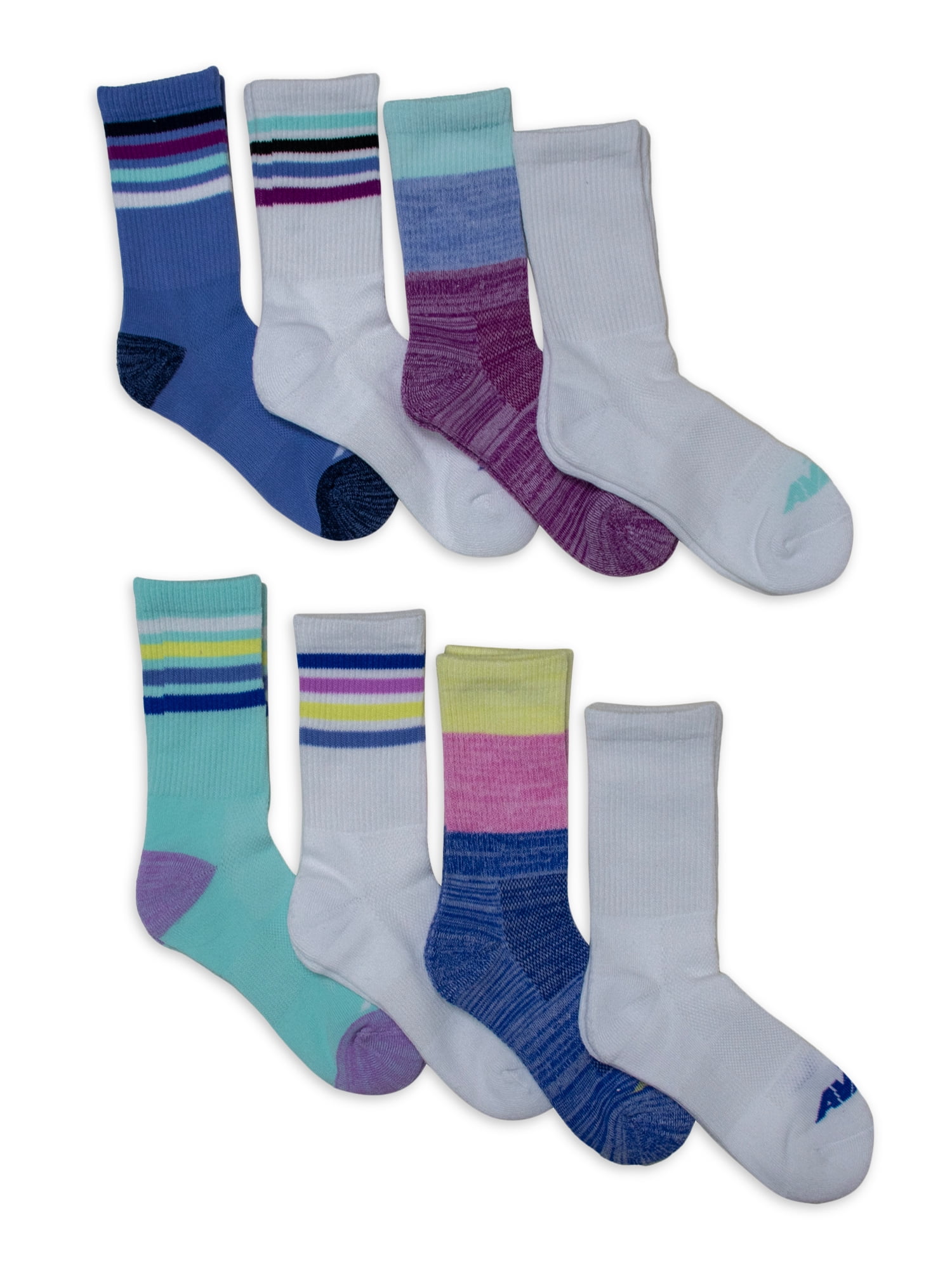 Avia Girls Performance Cushioned Crew Socks, 12-Pack, Sizes S-L ...