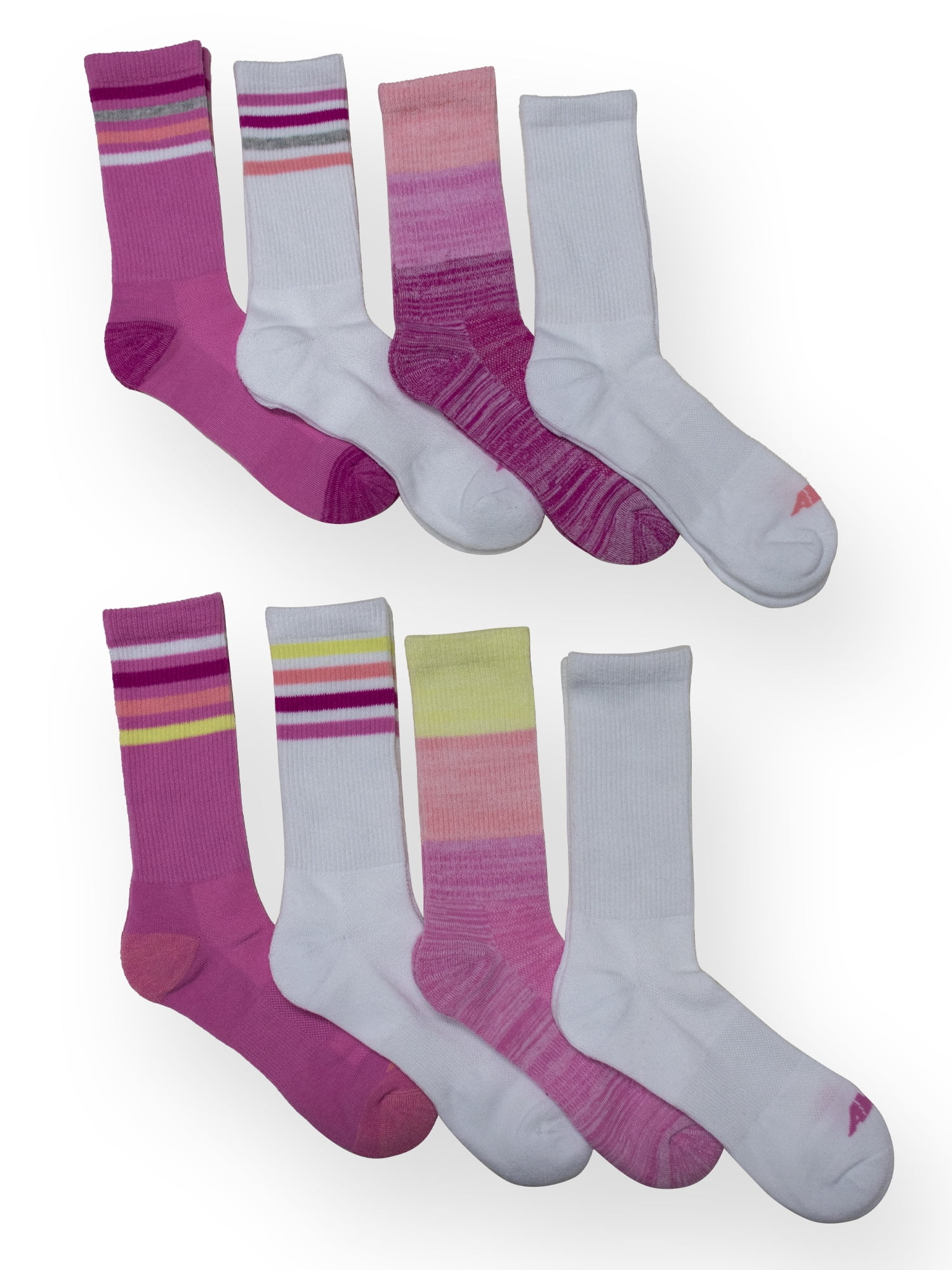 Avia Girls Performance Cushioned Crew Socks, 8-Pack, Sizes S-L ...
