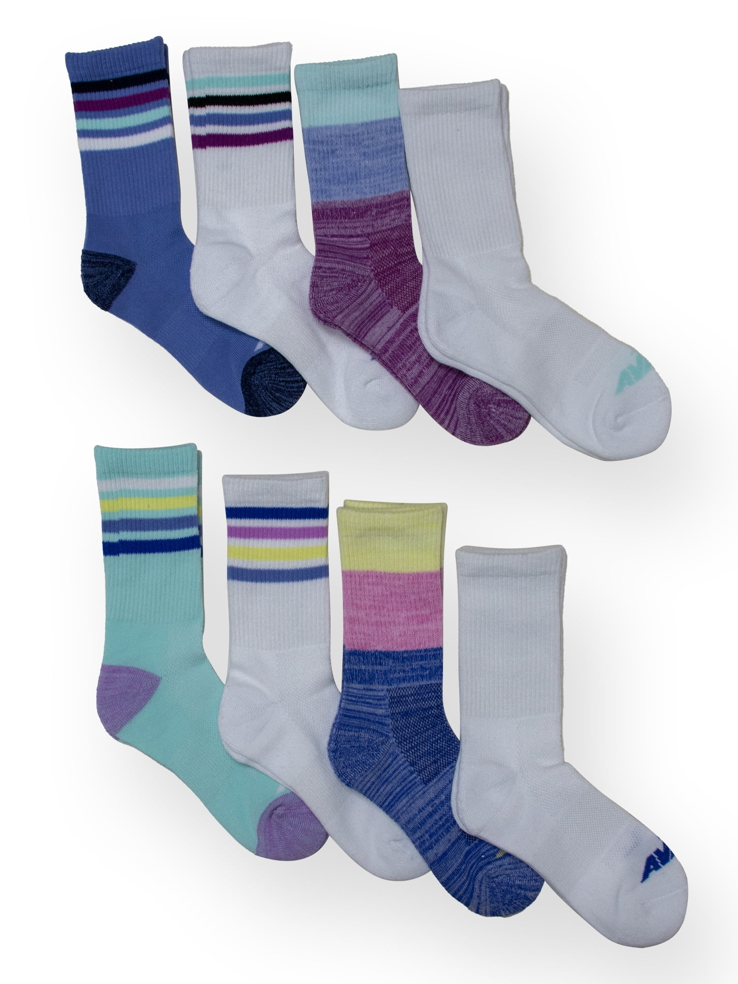 Avia Girls Performance Cushioned Crew Socks - 8-Pack - Walmart.com