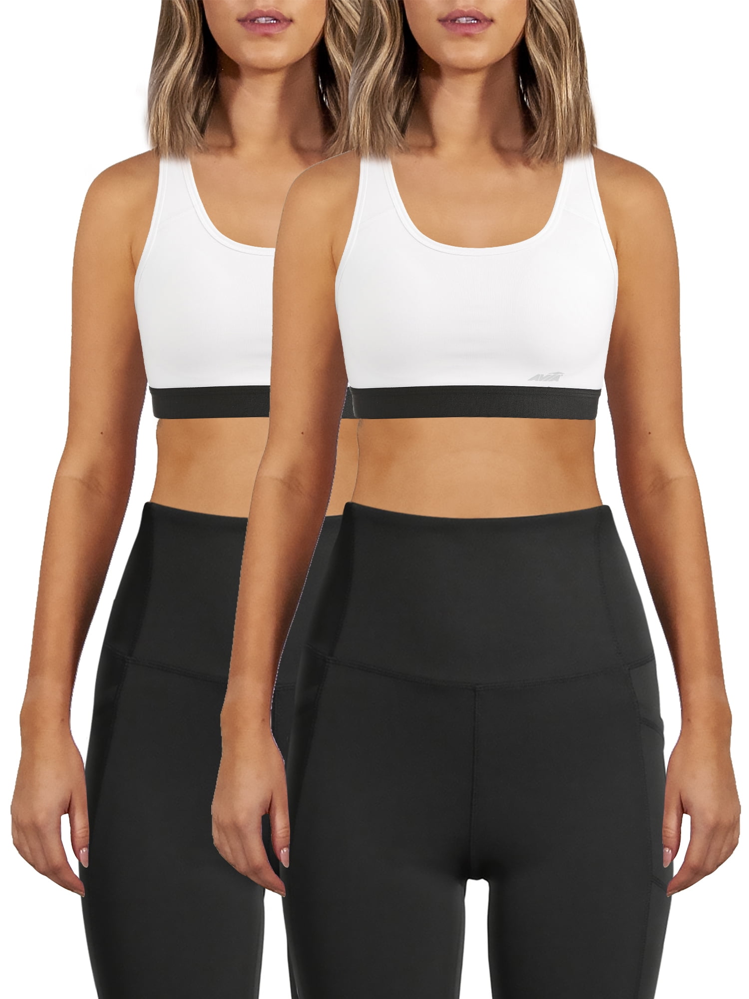 Avia Women's Medium Support Racerback Sports Bra 2 Pack Padded Coverage ...