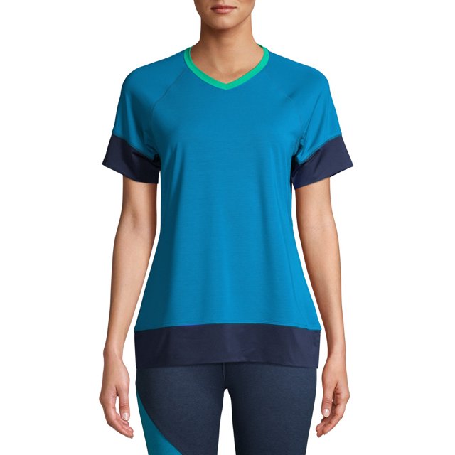 Avia Women's Active Colorblock Perforated Tee - Walmart.com