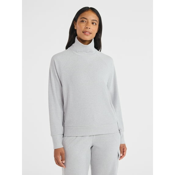 Avia Women's Corded Open Neck Polo Top with Long Sleeves, Sizes XS-3XL ...