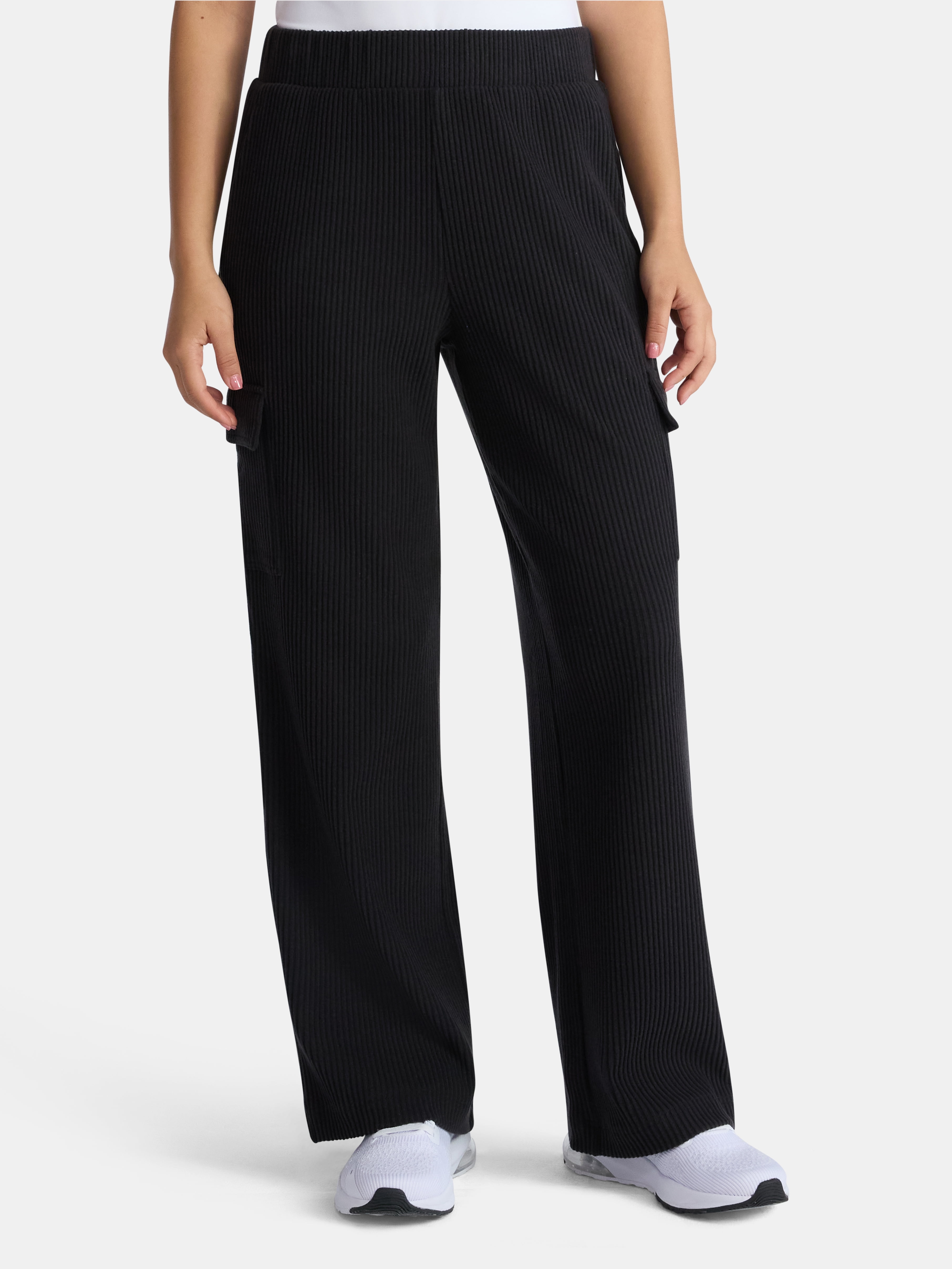 Avia Women's Corded Wide-Leg Cargo Pants, 30'' Inseam, Sizes XS-3XL ...