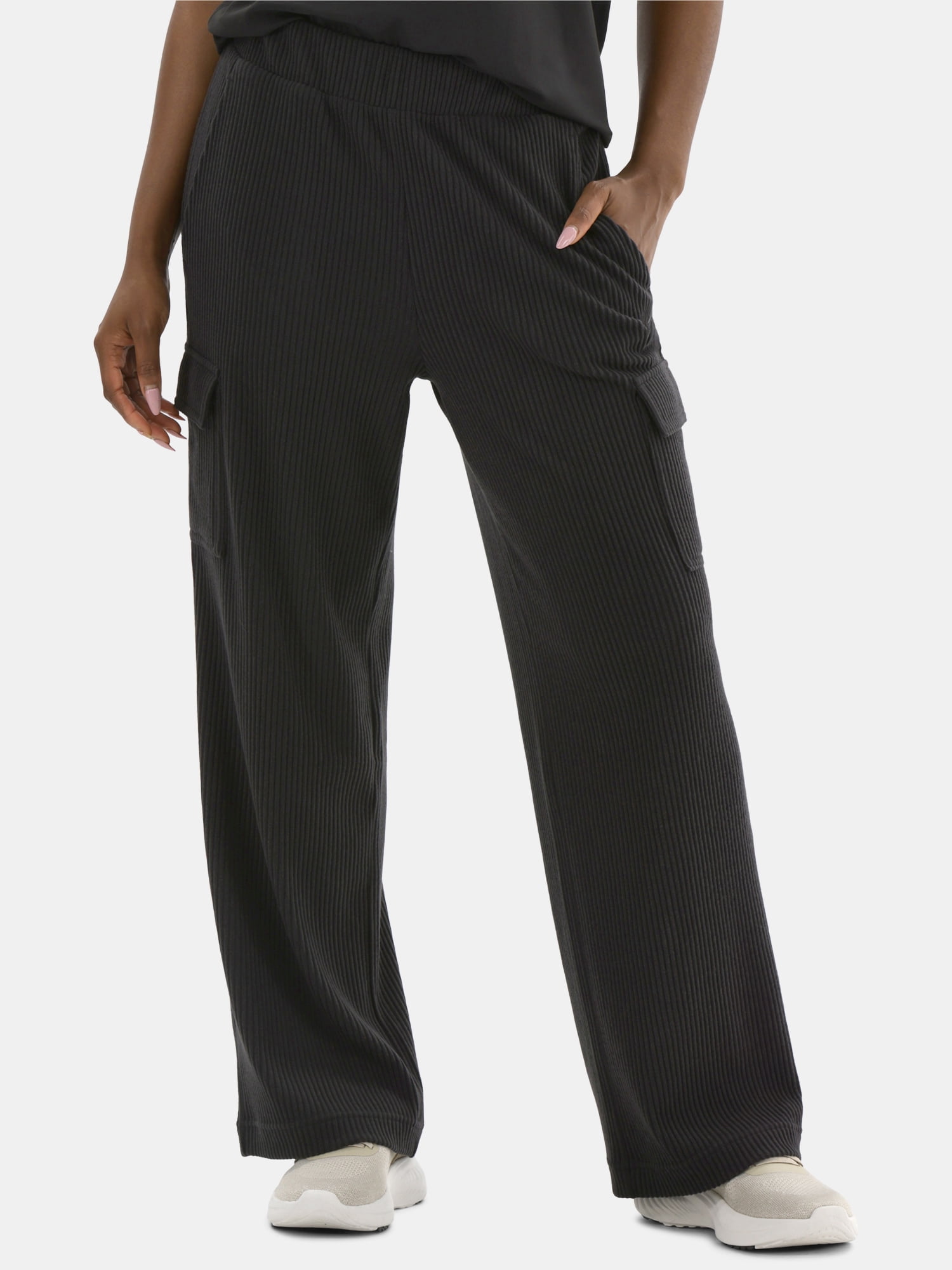 Avia Women’s and Women's Plus Corded Ribbed Seamed Wide-Leg Pants ...