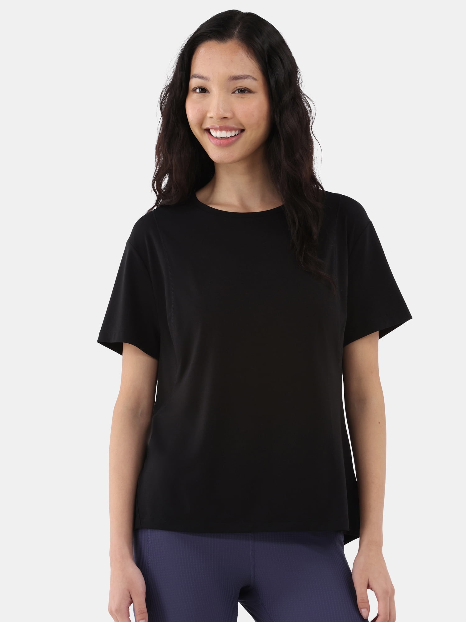 Avia Women's Curved Seam Tee Short Sleeve Oversized Boxy Fit Soft ...