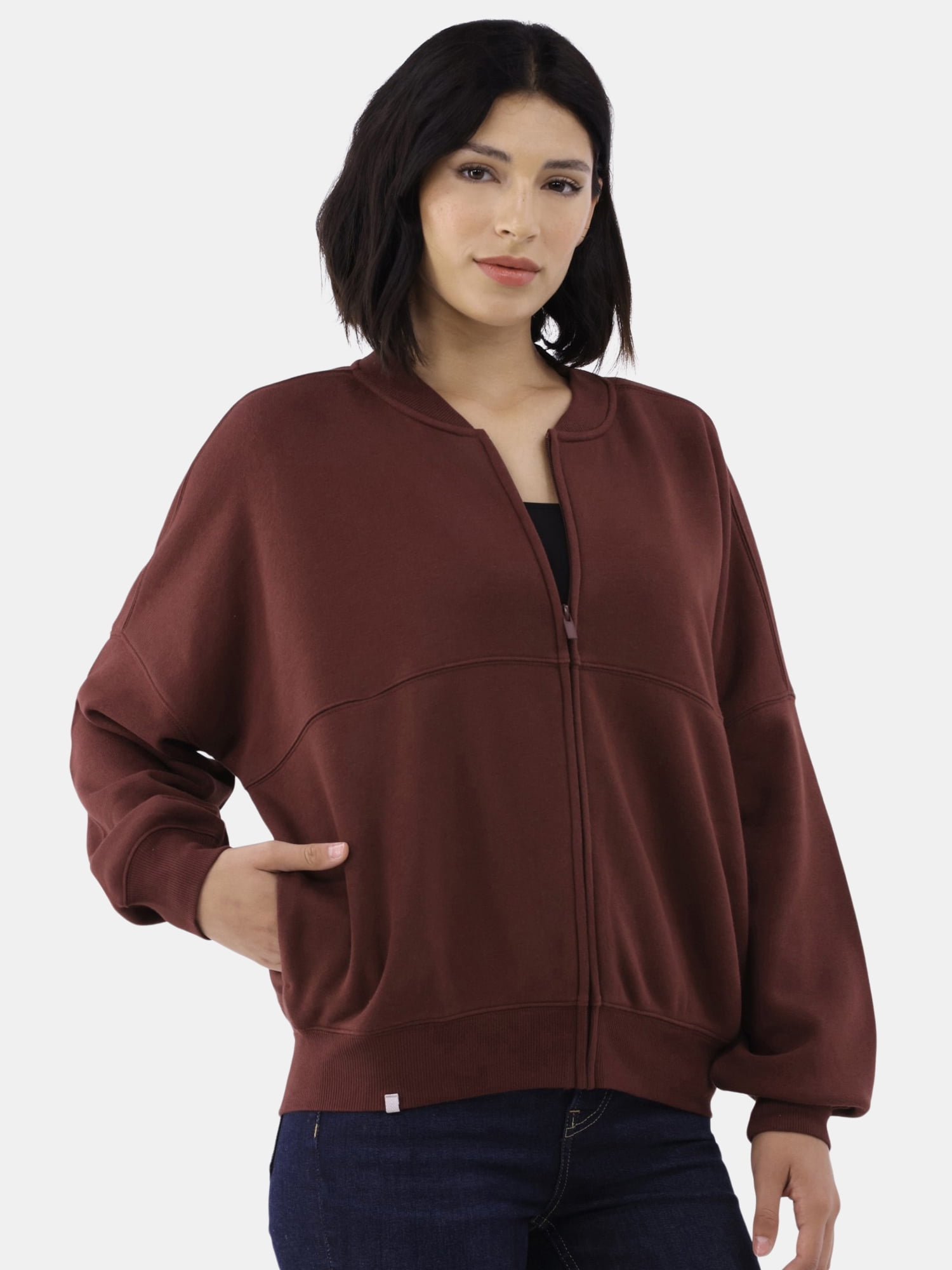 Avia Women's Fleece Bomber Zip-Up Sweatshirt, Sizes XS-XXXL - Walmart.com