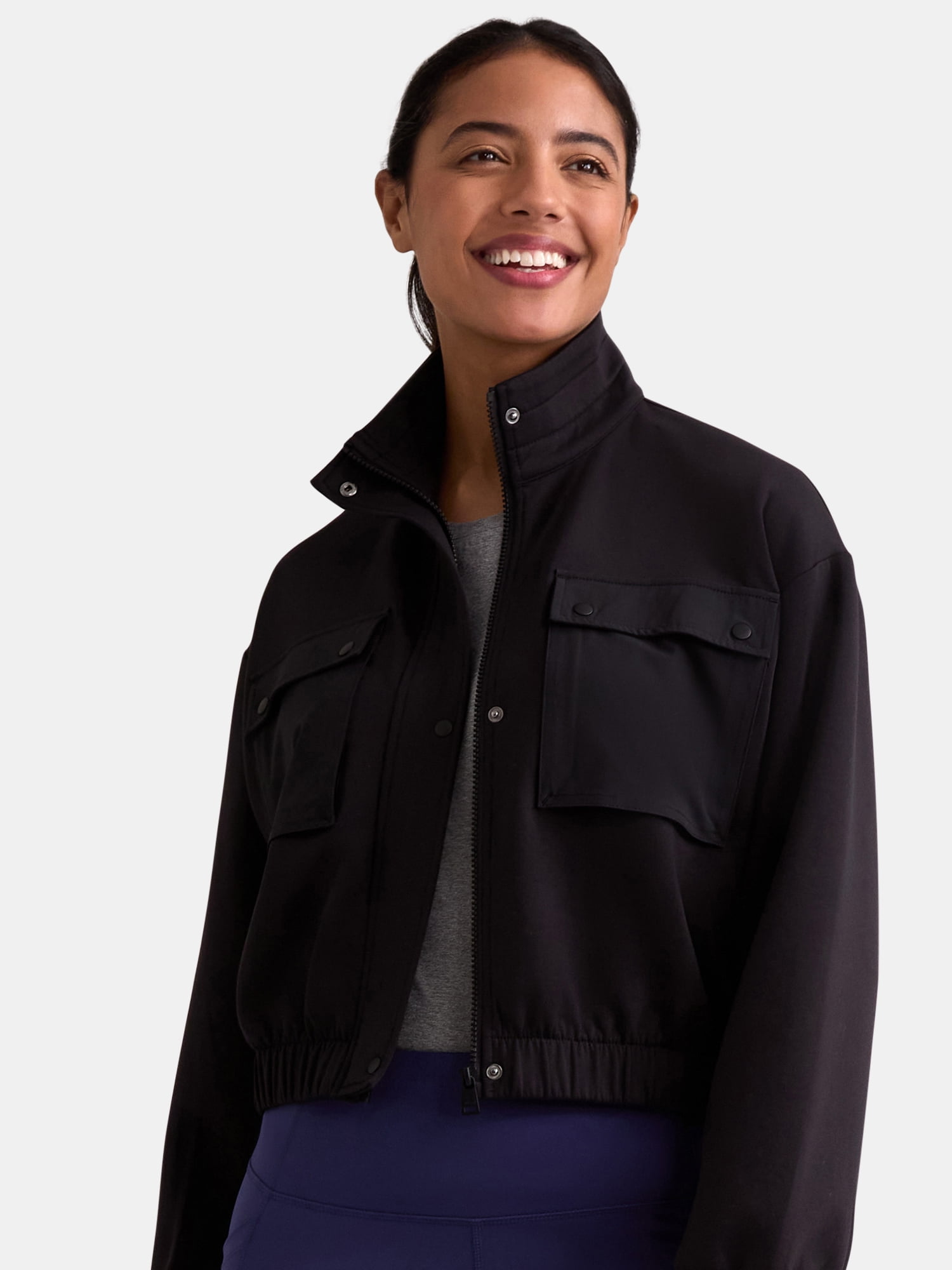 Avia Women's Knit Cargo Cropped Jacket, Size XS-XXXL - Walmart.com