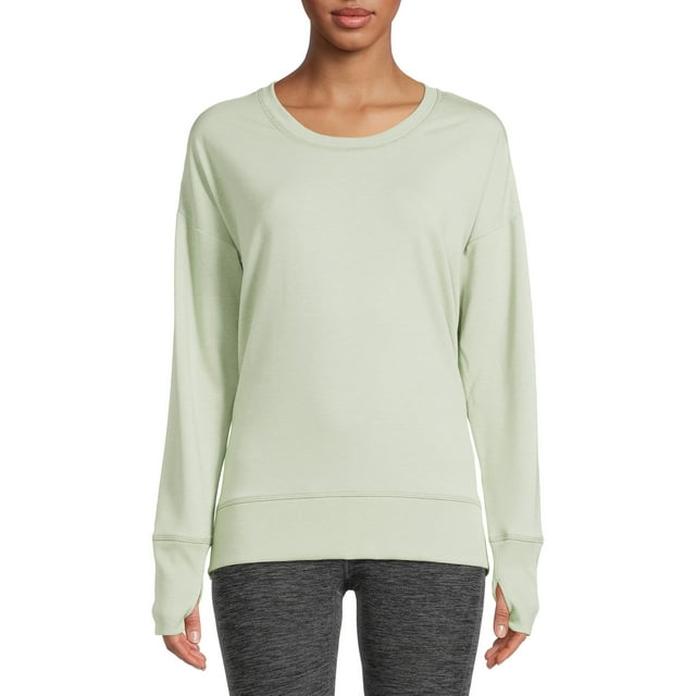 Avia Women's Long Sleeve Drop Shoulder Soft T-Shirt Top with Side Slit ...