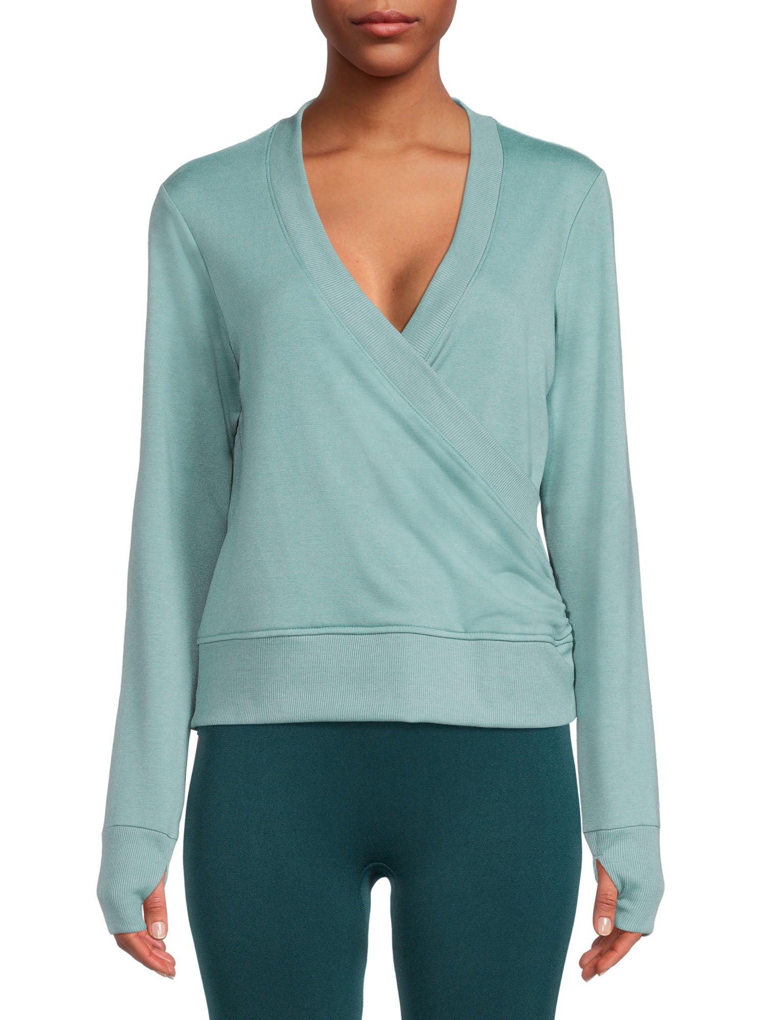 Avia Women’s Long Sleeve Wrap Yoga Top - Walmart.com