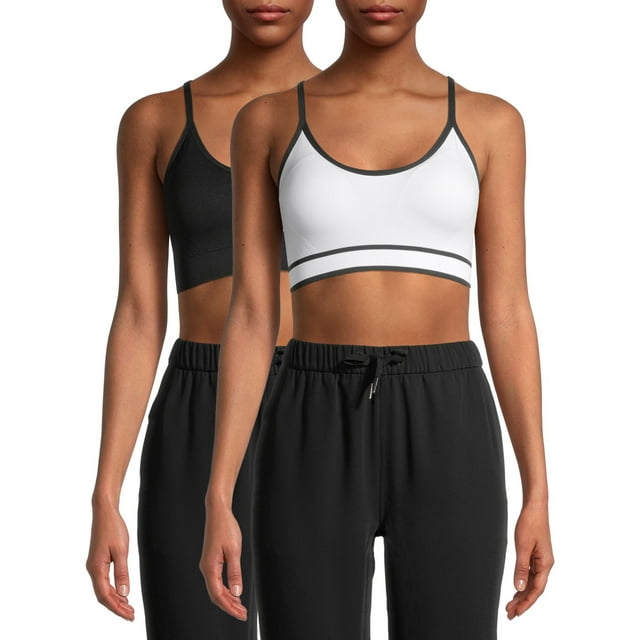 Avia Low Support Seamless Cami Sports Bra, 2-Pack, Women's & Women's ...