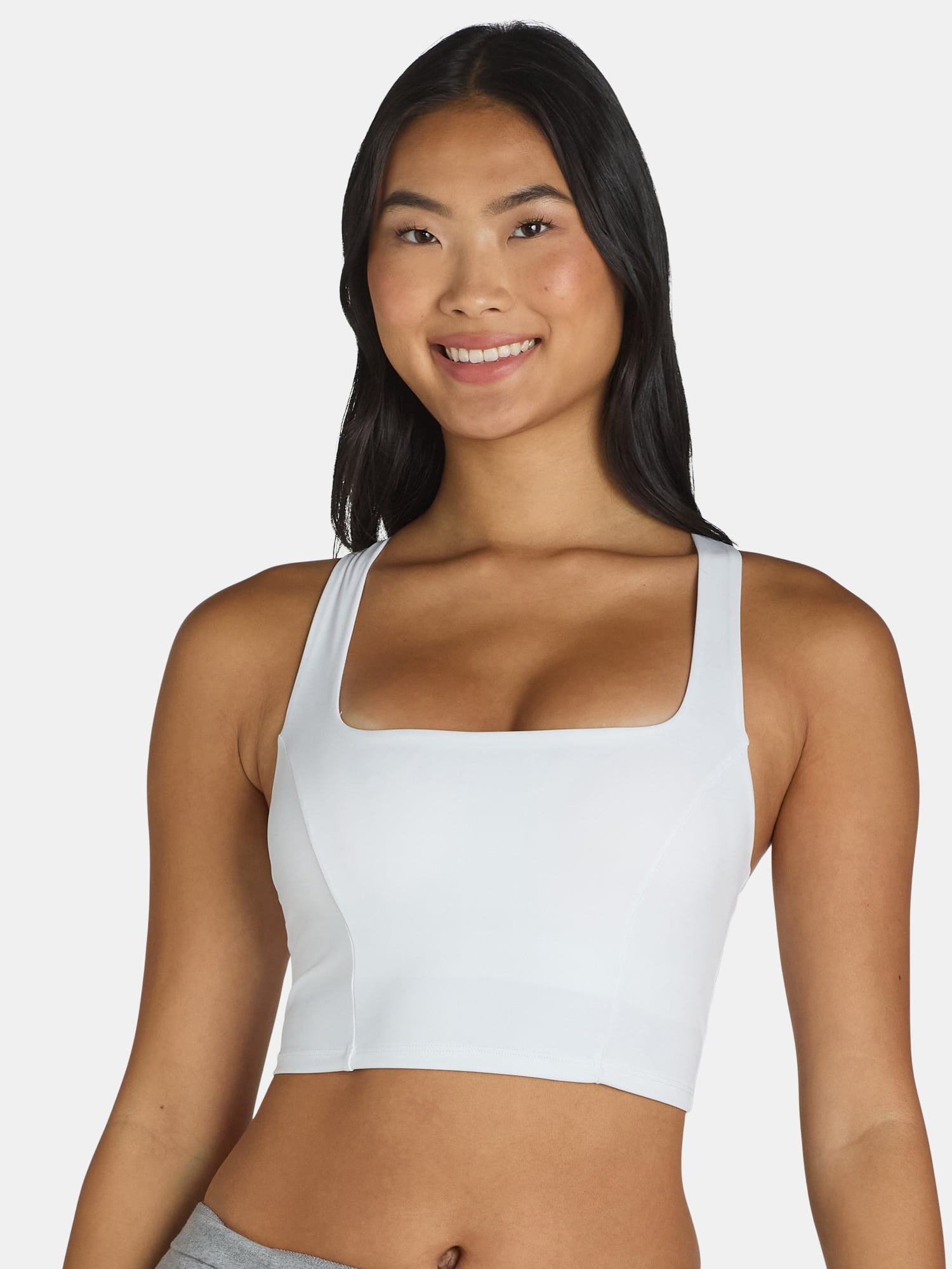 Avia Medium Support Square Neck Sports Bra for Women Sizes S-XXXL with Moisture-Wicking Fabric ...