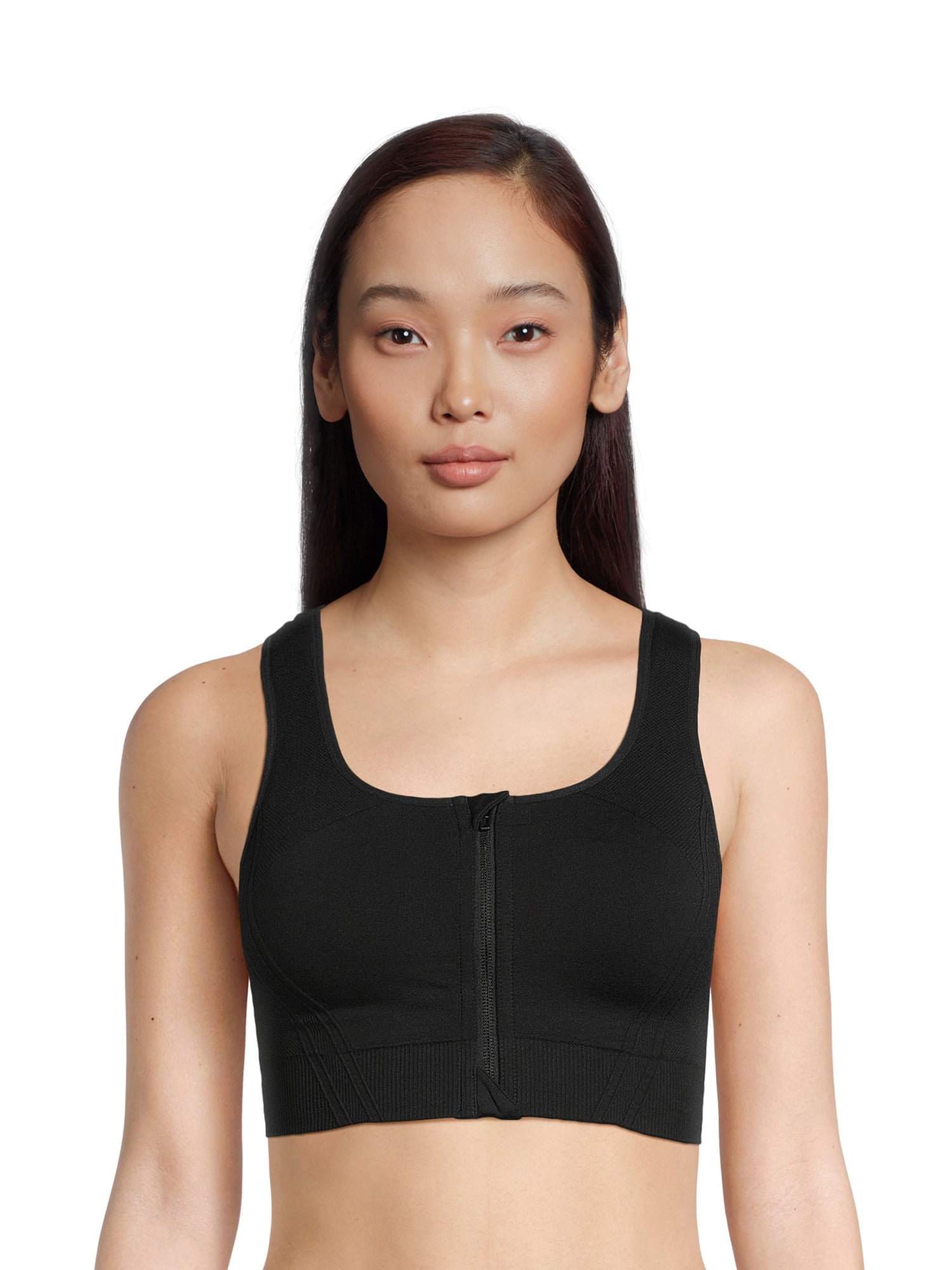 Avia Women's Medium Support Zip Front Sports Bra, Full Coverage ...