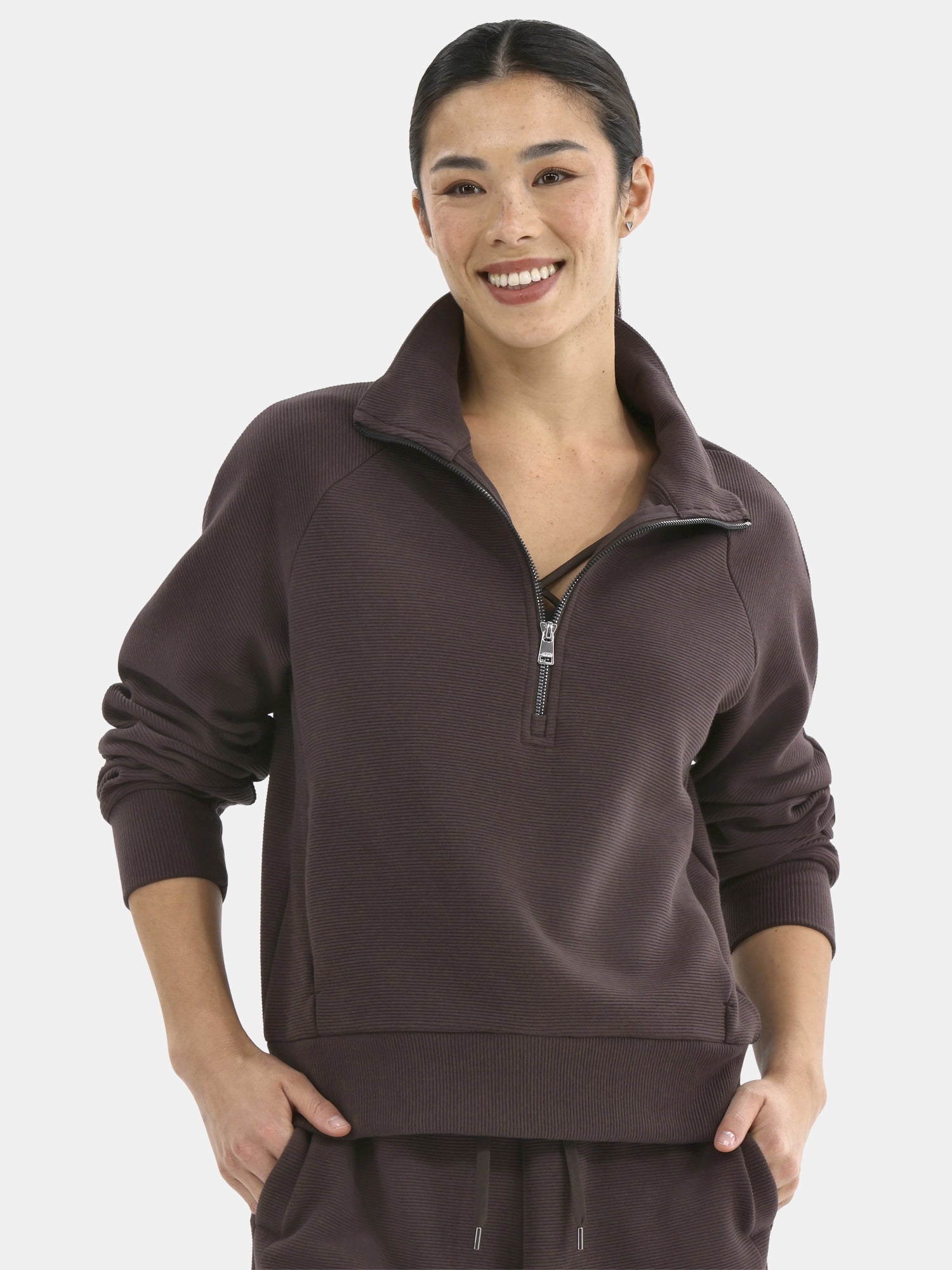 Avia Women's and Women's Ottoman 1/2 Zip Sweatshirt, Sizes XS-4X ...