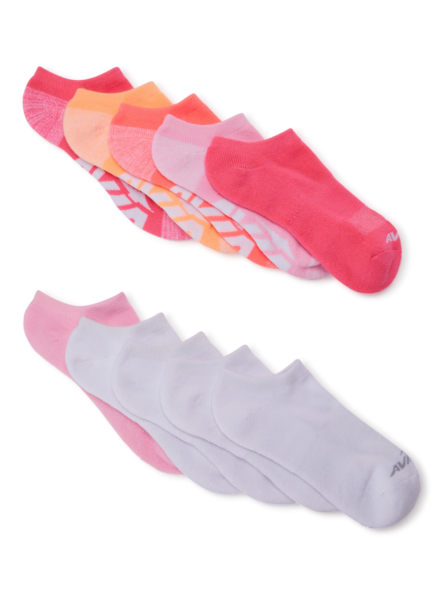 Avia Women's Cushioned No Show Socks, 10-Pack, Cotton Mesh Performance ...