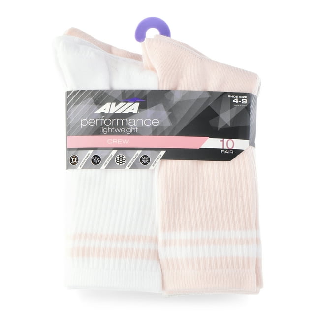 Avia Women's Performance Lightweight Crew Socks, 10-Pack - Walmart.com