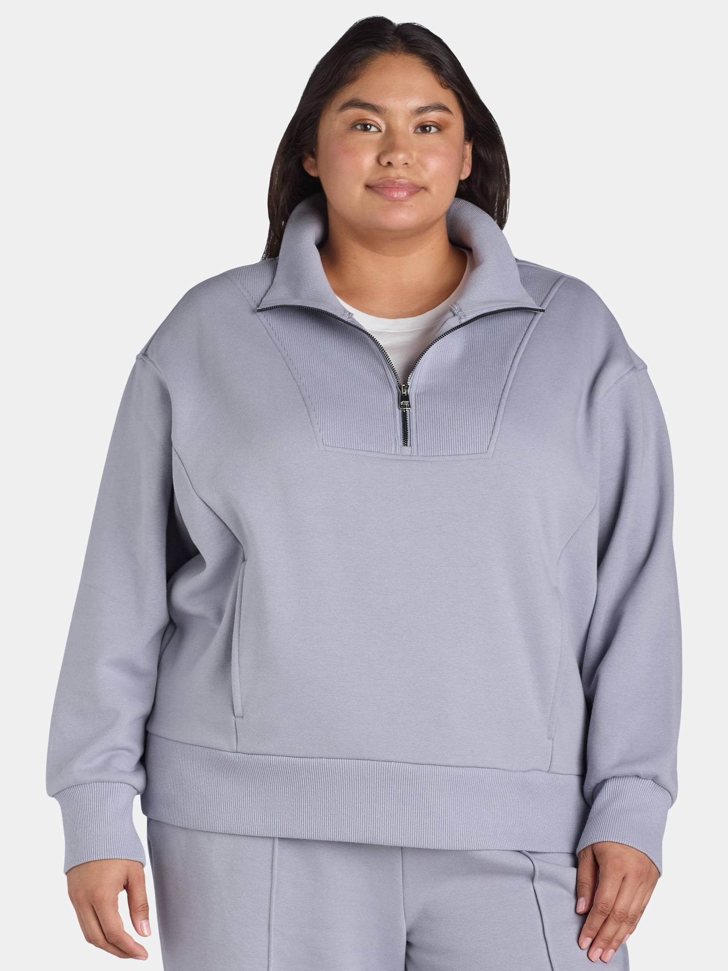 Avia Women's and Women's Plus Fleece-Lined Quarter-Zip Pullover, Sizes ...