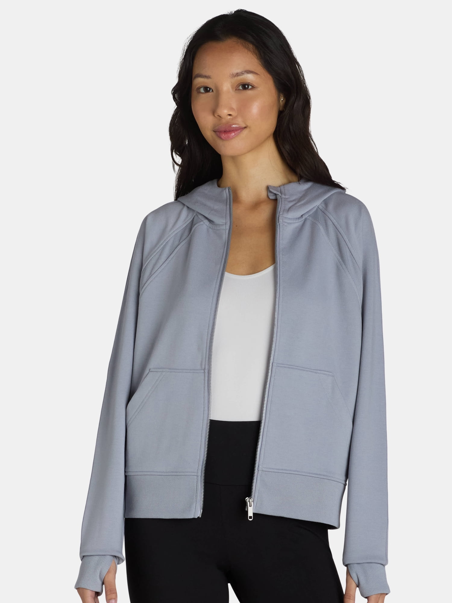 Avia Women's Plush Hooded Zip-Up Jacket with Thumbholes, XS-XXXL ...