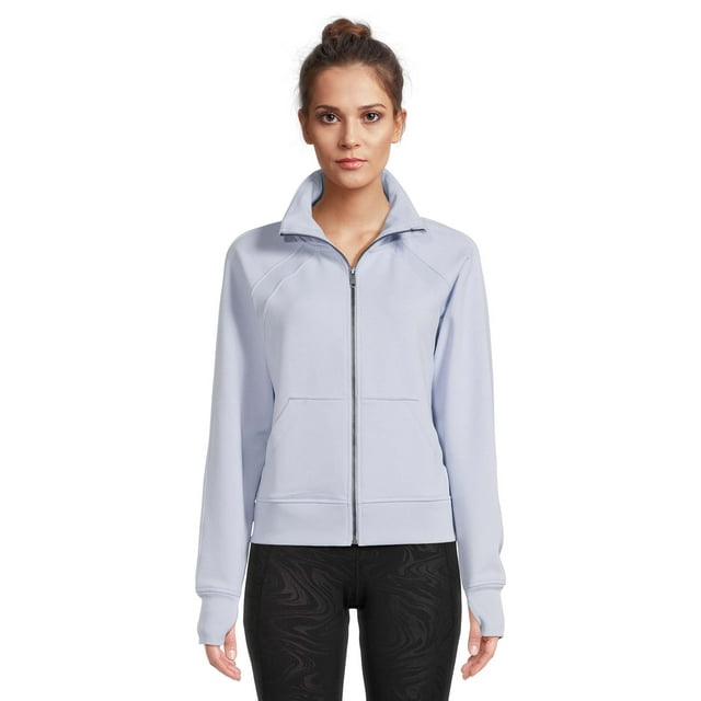 Avia Women's Plush Mixed Rib Mock Neck Full Zip Jacket, Sizes XS-XXXL ...