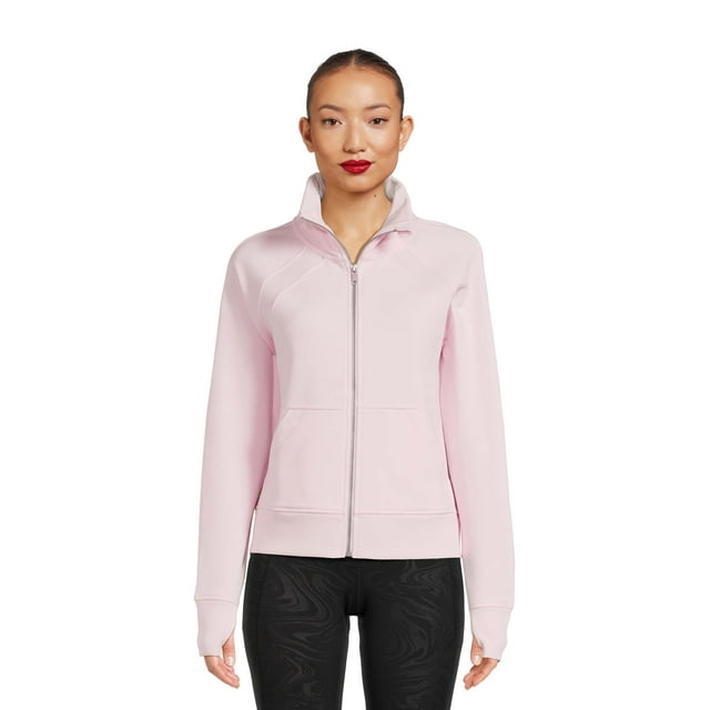 Avia Women's Plush Mixed Rib Mock Neck Full Zip Jacket, Sizes XS-XXXL ...