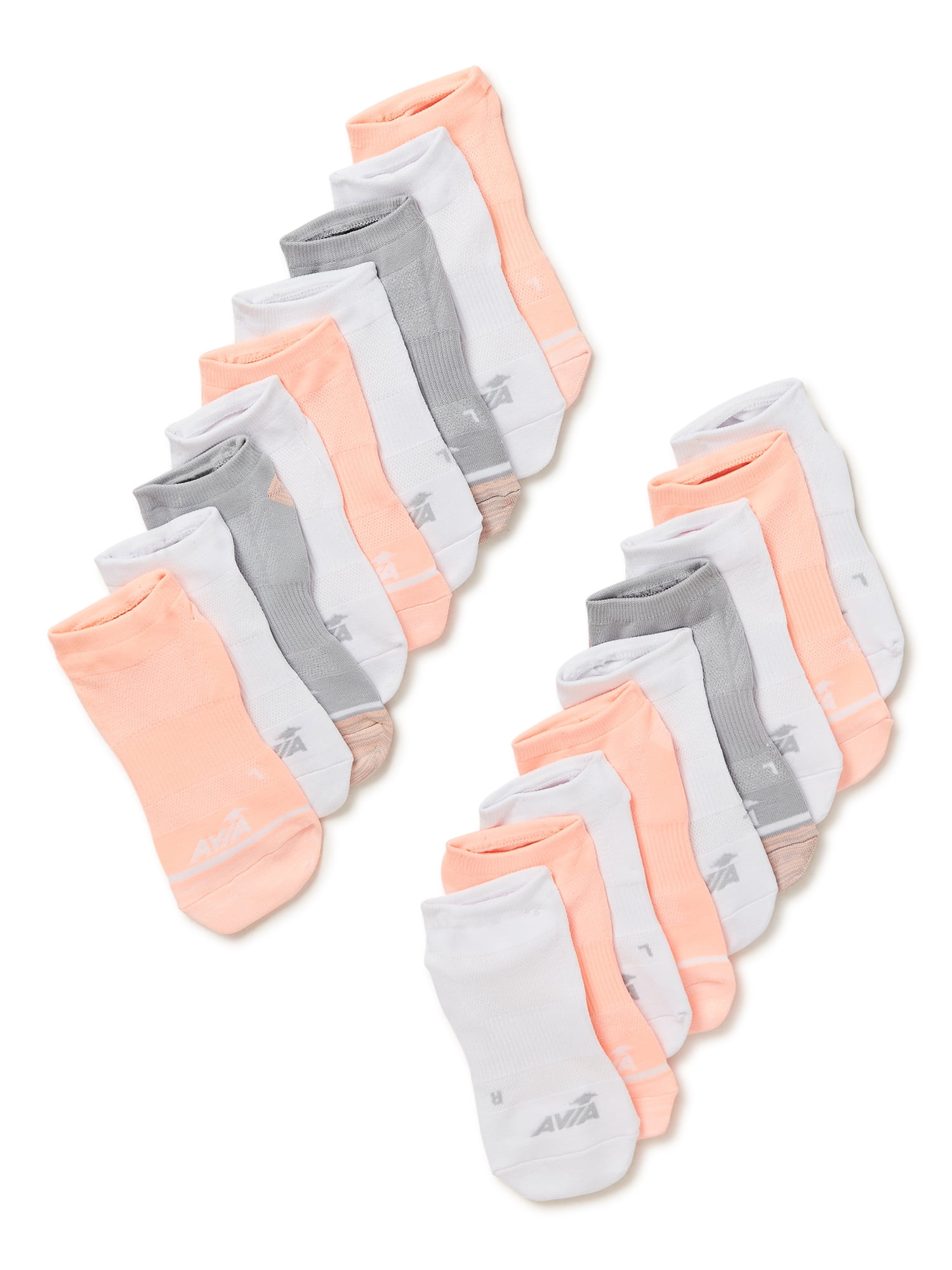 Avia Women's Pro-Tech Lightweight Flatknit No Show Socks, 18-Pack ...