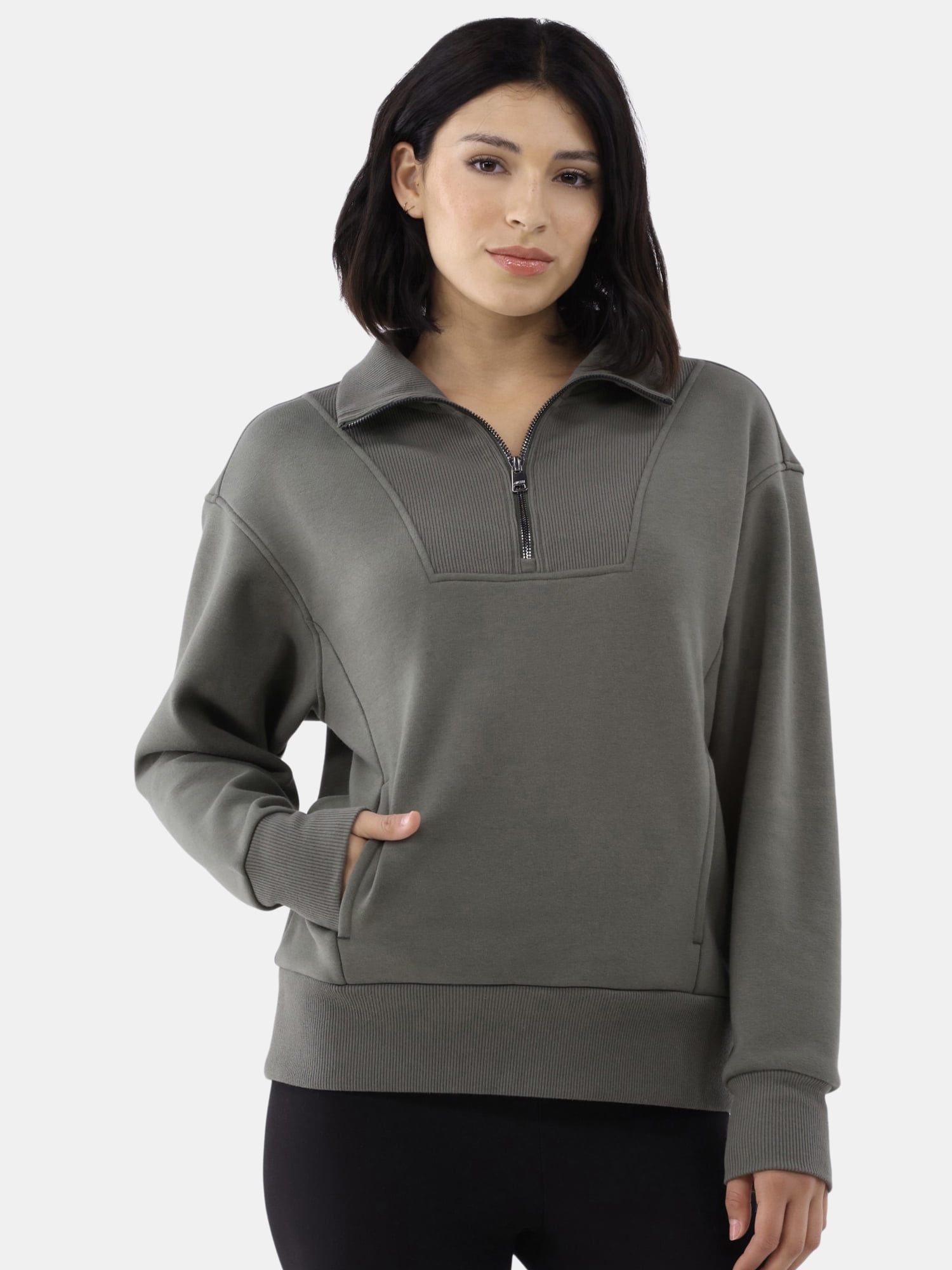 Avia Women's and Women's Plus Fleece-Lined Quarter-Zip Pullover, Sizes ...