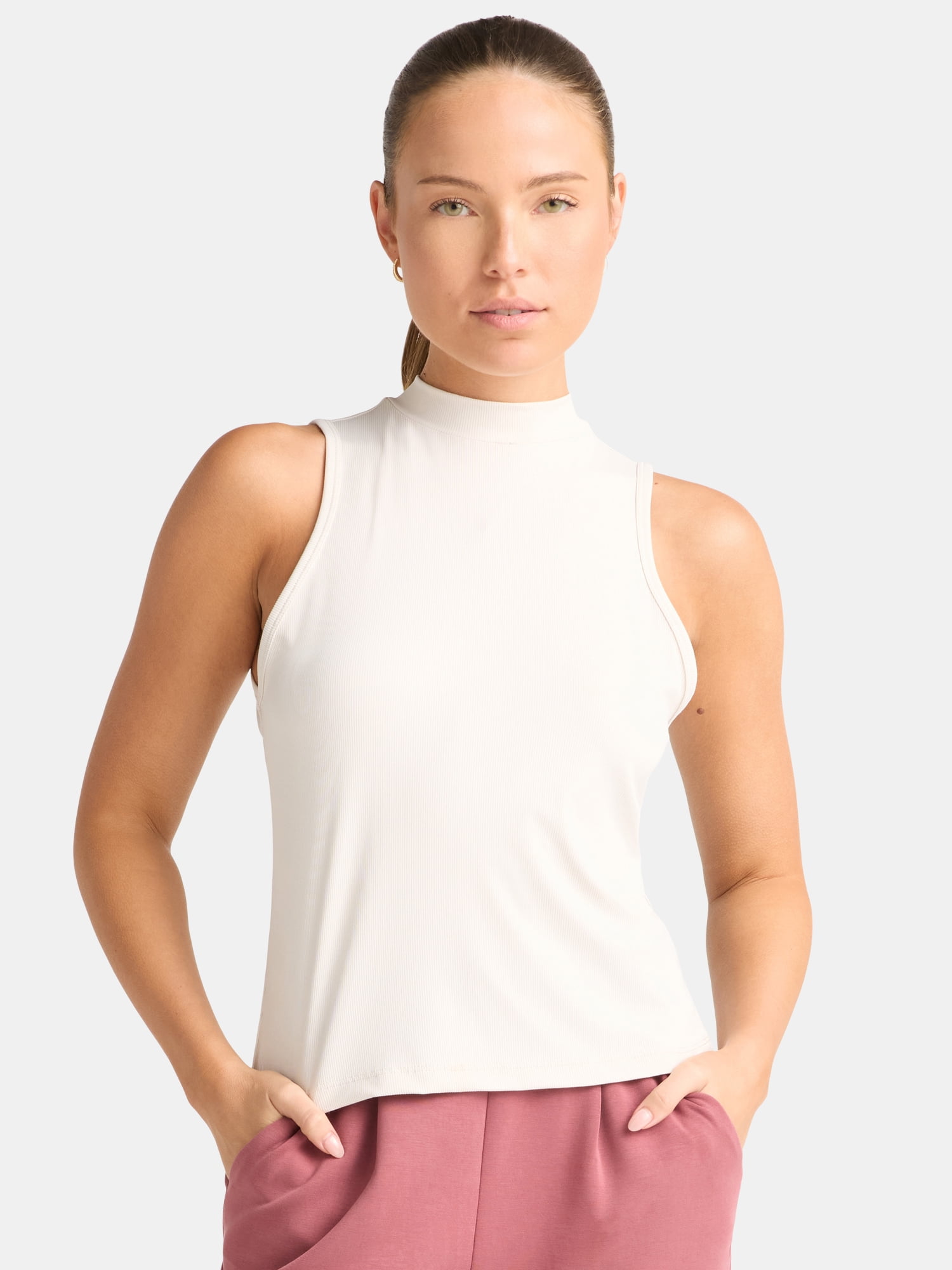 Avia Women's Ribbed Mock Neck Tank Top, Sizes XS-XXXL - Walmart.com