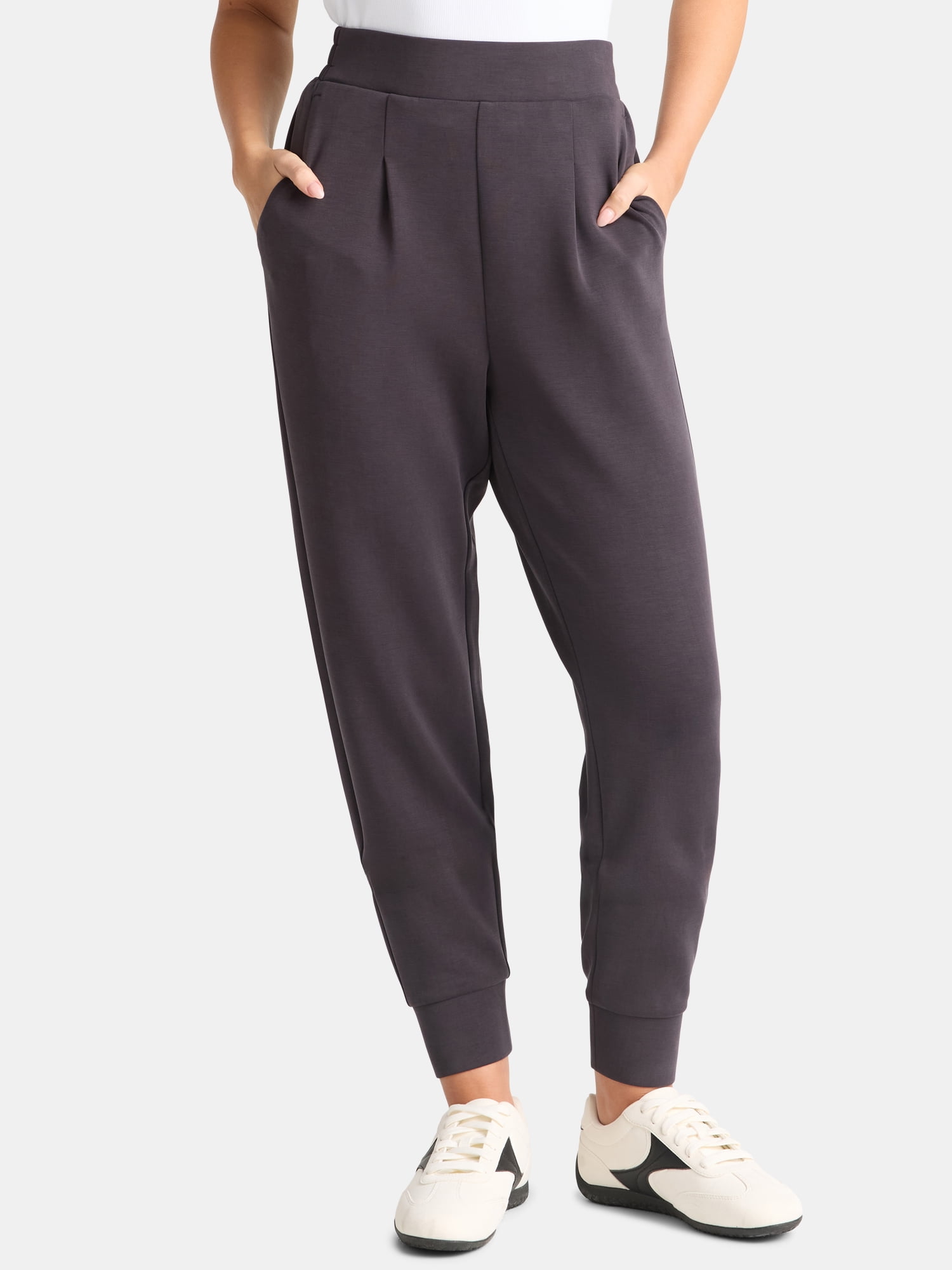 Avia Women's and Women's Plus Knit Pleat Joggers with Pockets, Size XS ...