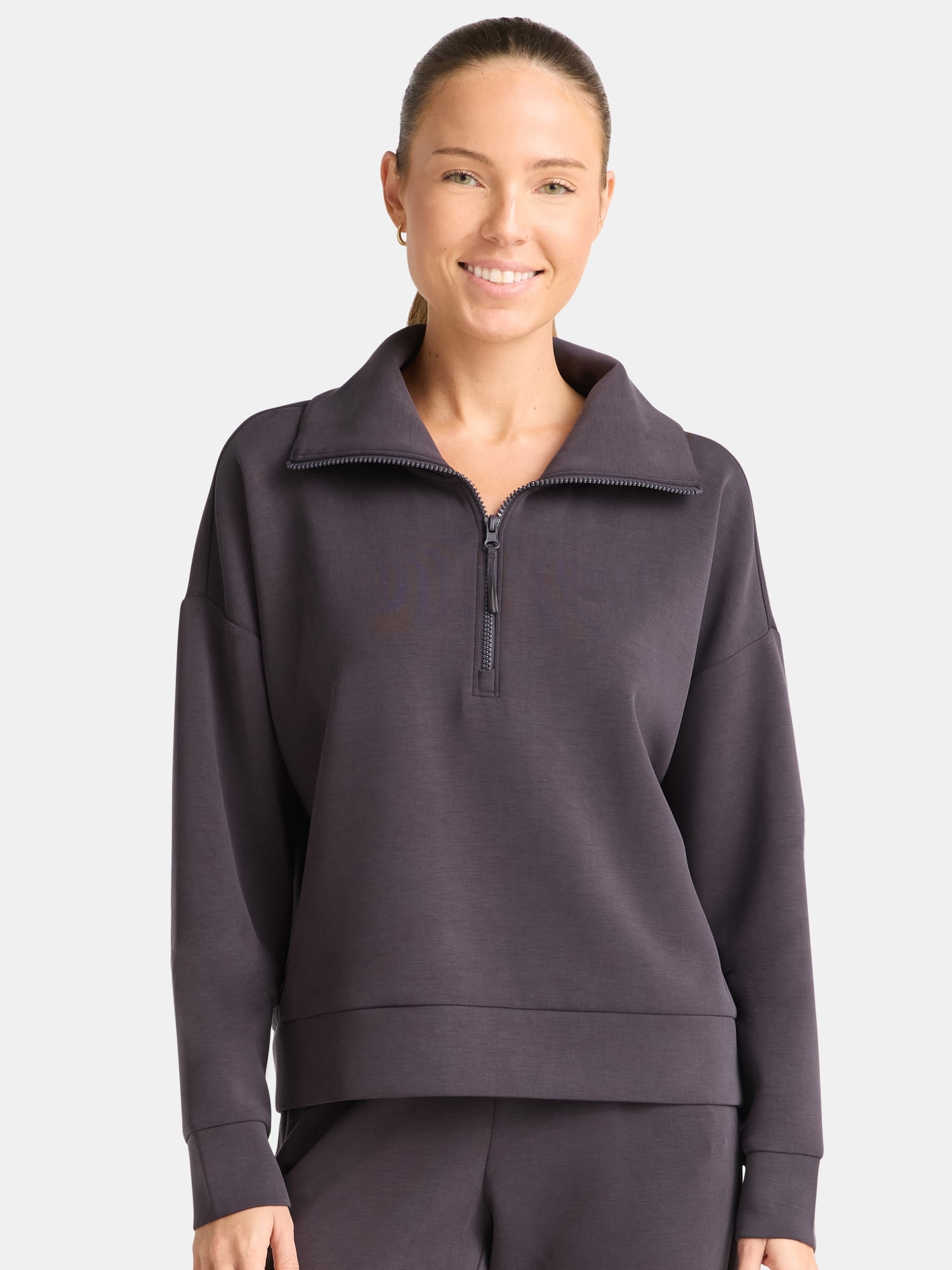 Avia Women's and Women's Plus ScubaKnit Quarter Zip Pullover, Sizes XS ...
