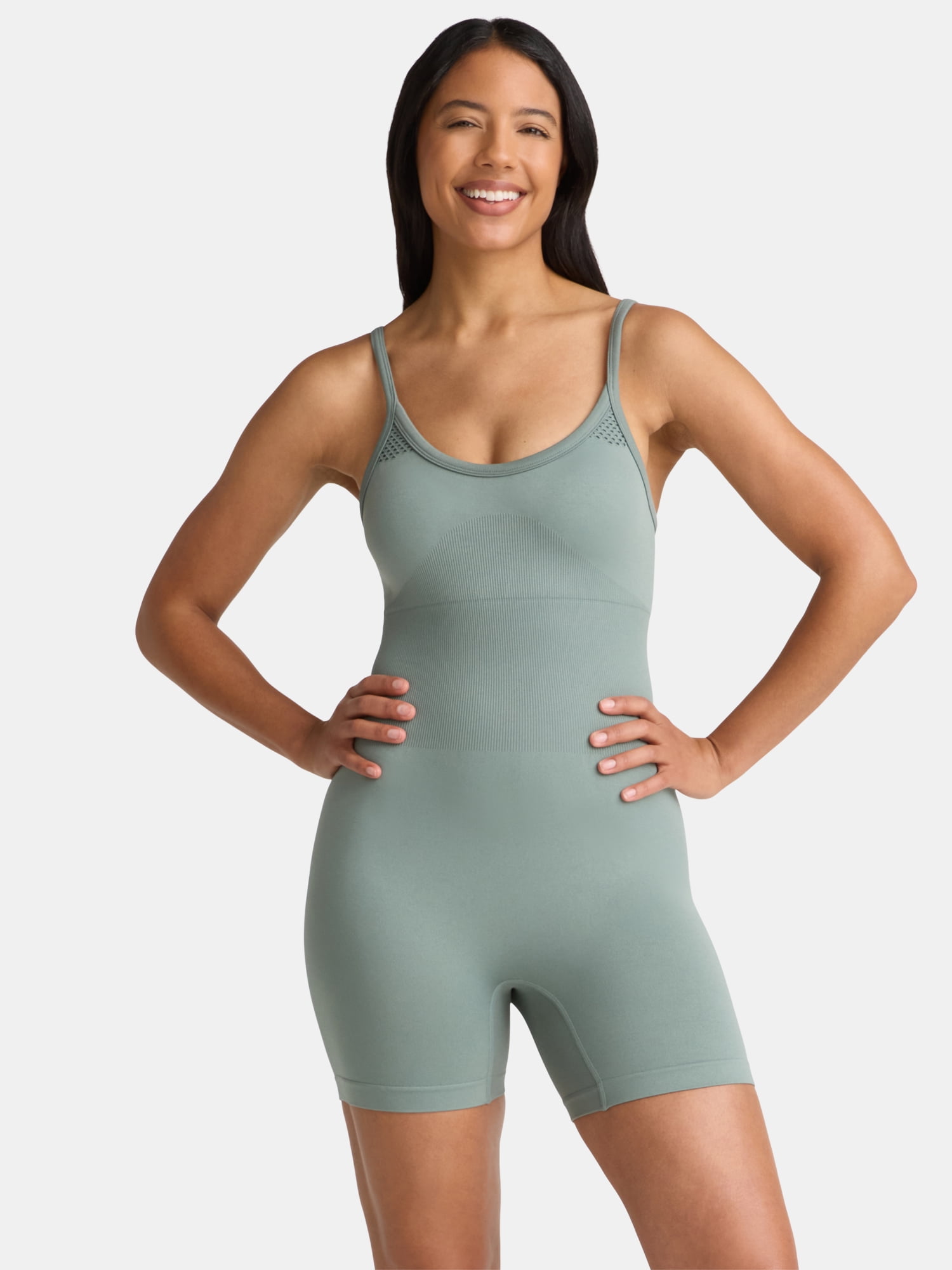Avia Women's Seamless Body Mapping Mesh Romper, Moisture Wicking ...