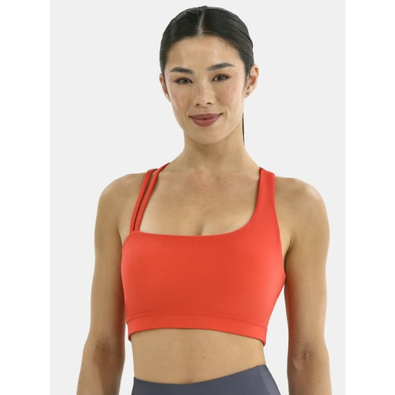 Avia SoftSculpt One Shoulder Sports Bra for Women Plus Moisture Wicking ...