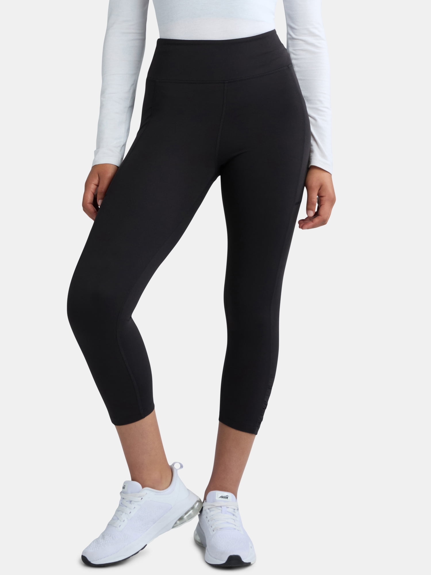 Avia Women's SoftSculpt Ruched High Rise Capri Leggings, 21" Inseam ...