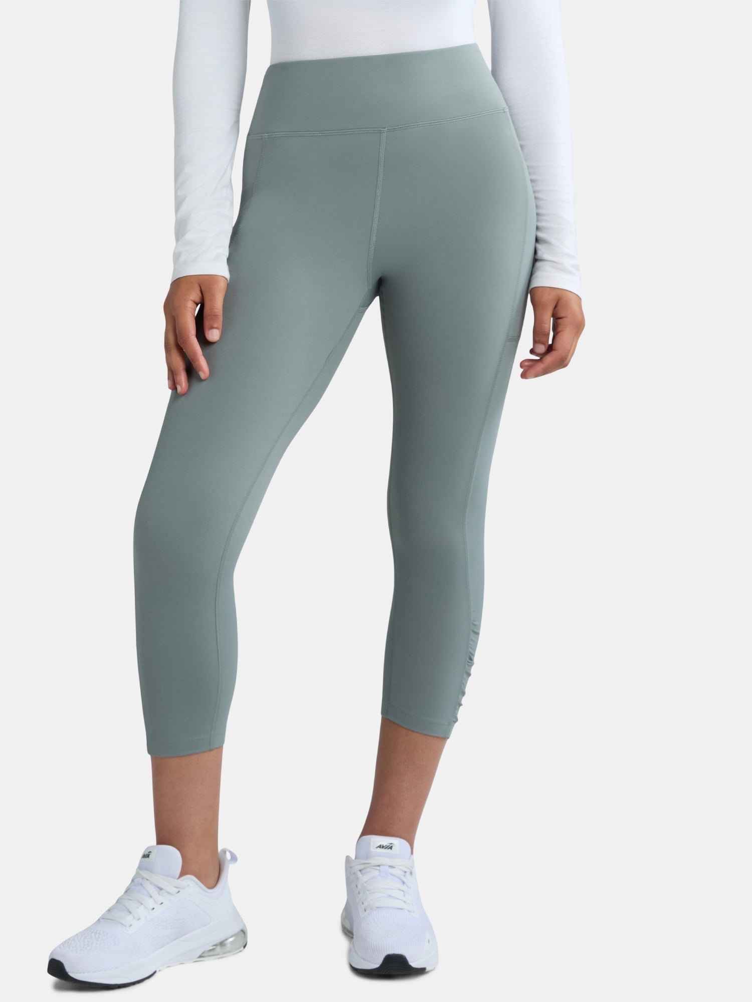 Avia Women's SoftSculpt Ruched High Rise Capri Leggings, 21" Inseam ...