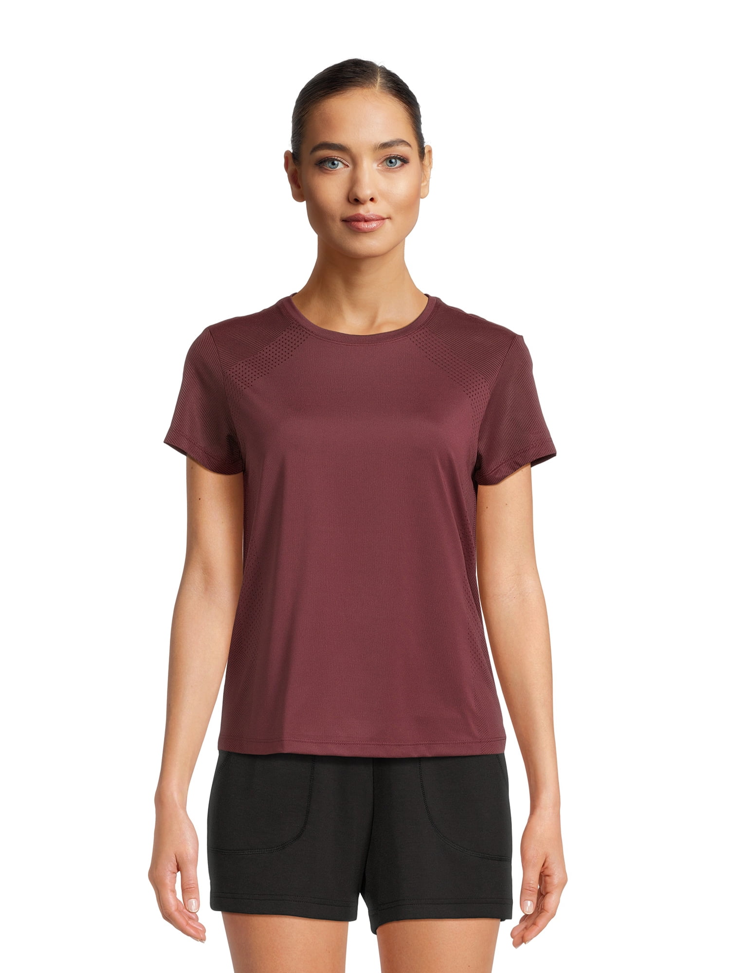 Avia Women’s and Women's Plus Perforated Performance T-Shirt with Short ...