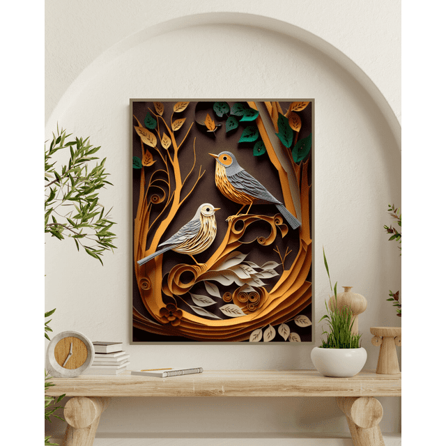 Avian Tapestry - Quilled Birds Canvas Wall Art - Walmart.com