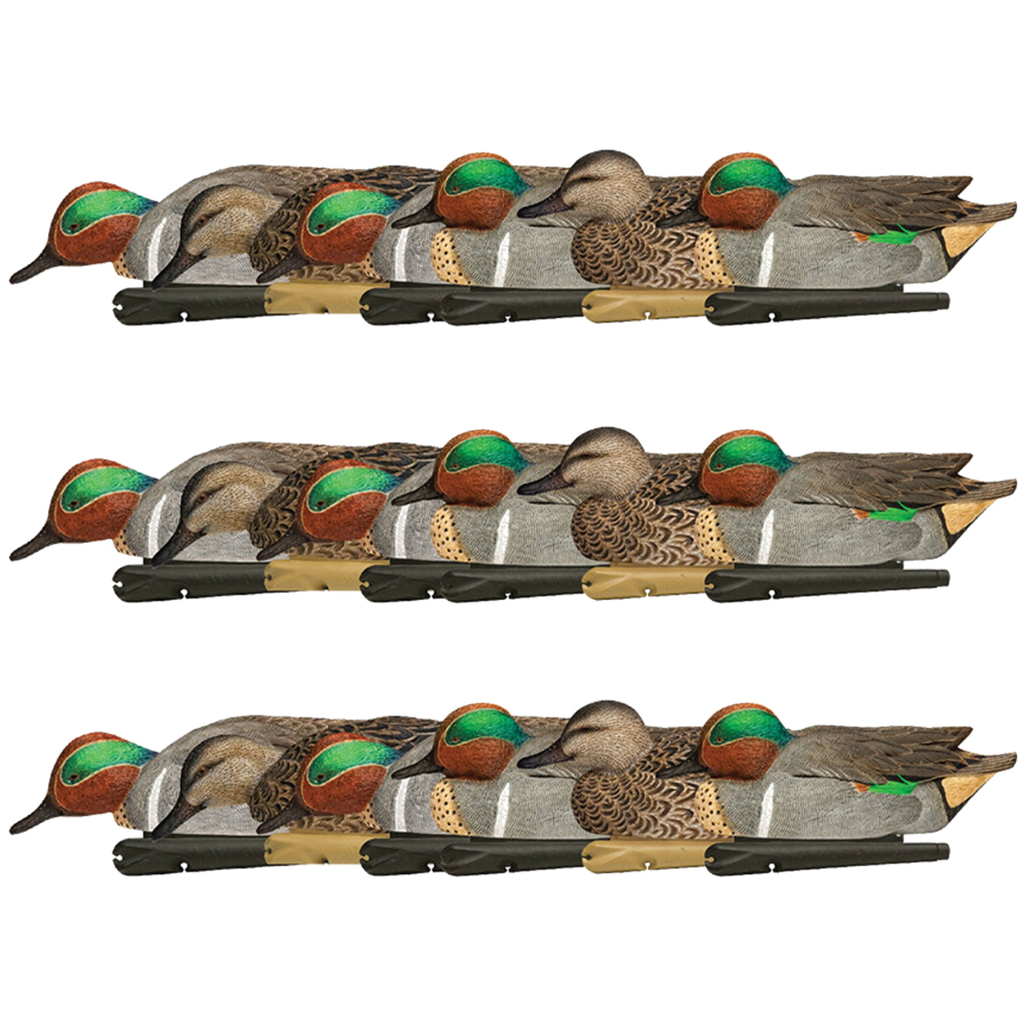 Avian X Topflight Green-Winged Teal Duck Realistic Floating Decoys, 18 ...