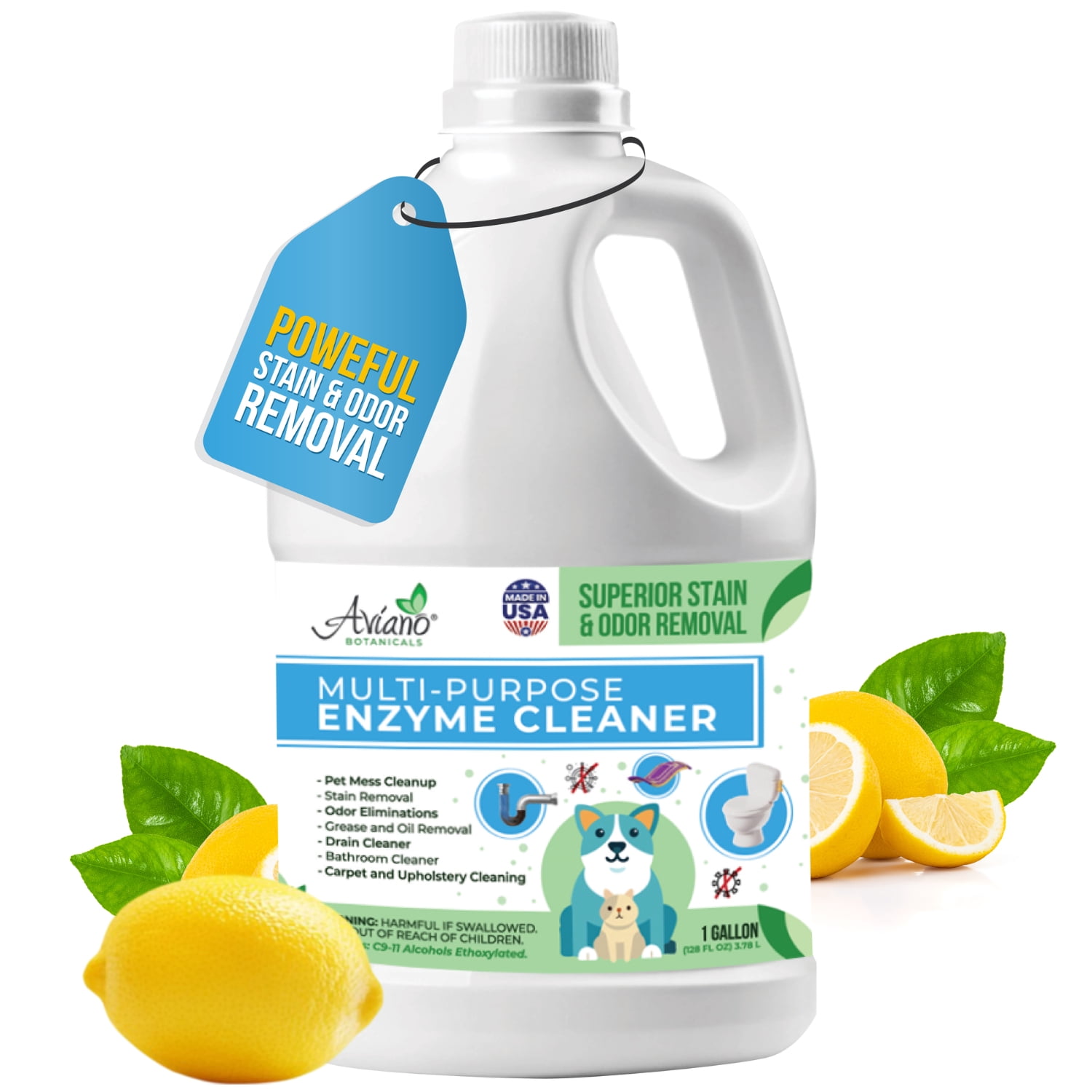 Aviano Botanicals Multi-Purpose Enzyme Cleaner, Made in USA – (1 Gallon ...