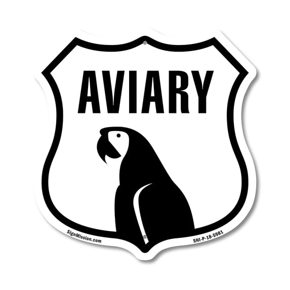 Aviary 12 inch X 12 inch Shield Shaped Commercial Grade Plastic Sign ...