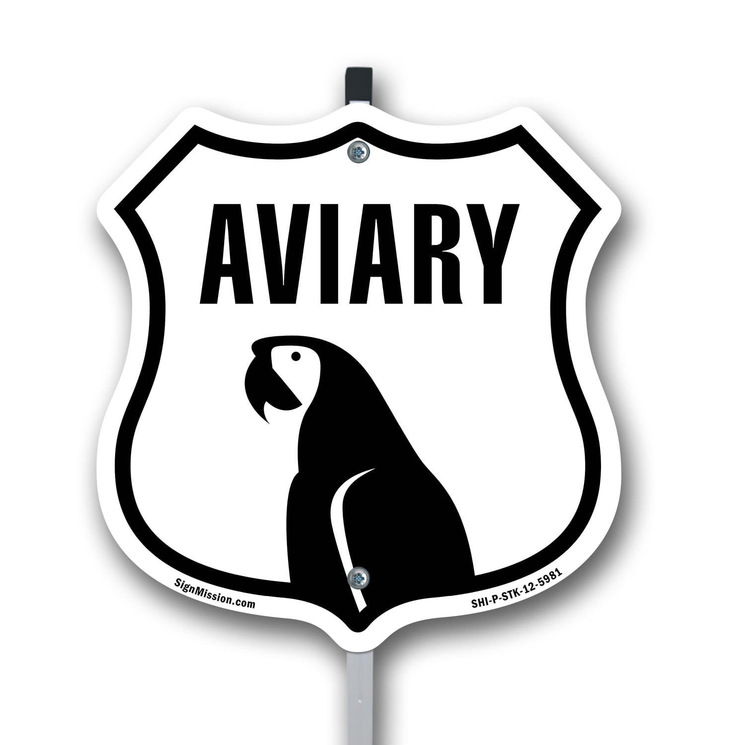 Aviary 12 inch X 12 inch Shield Shaped Rust-Free Aluminum Metal Sign ...