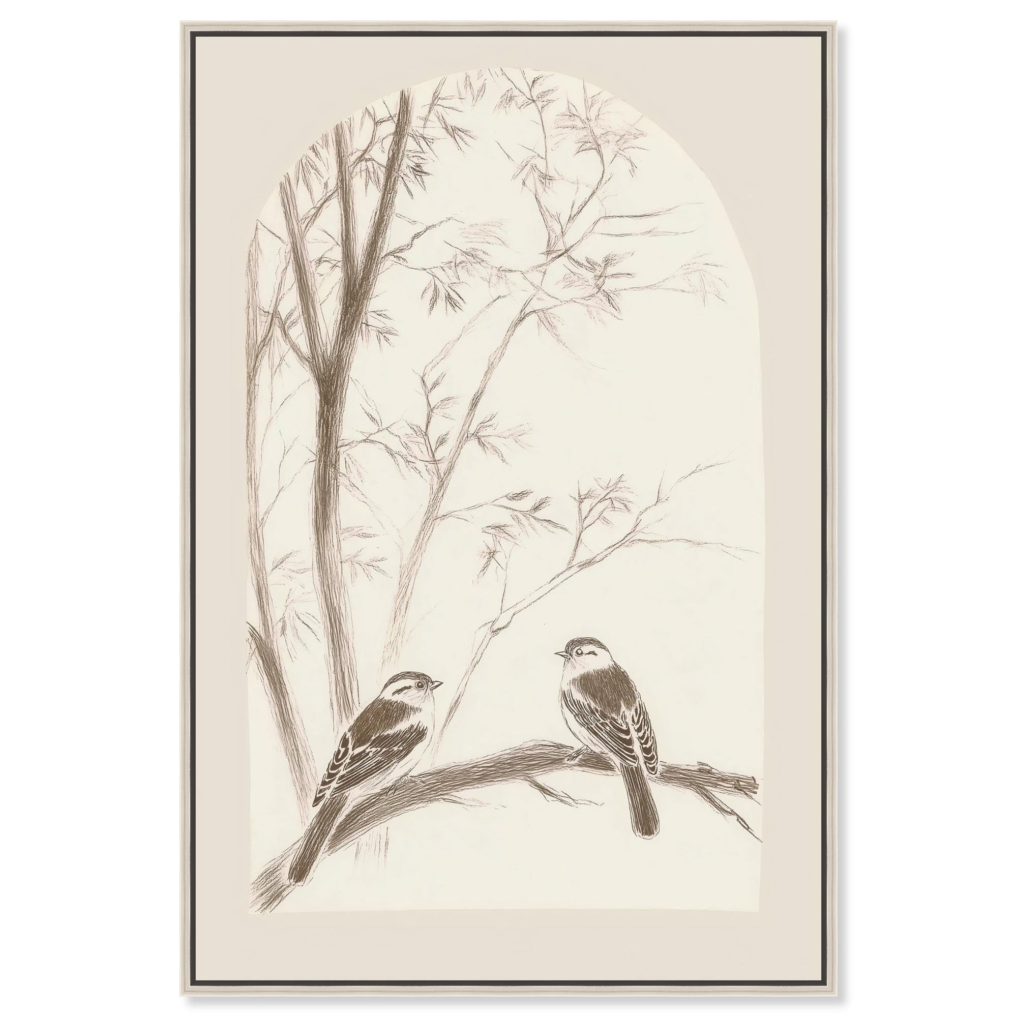 Aviary Dreams Canvas Animal Line Art by Art Remedy, Silver Frame, 30" x ...