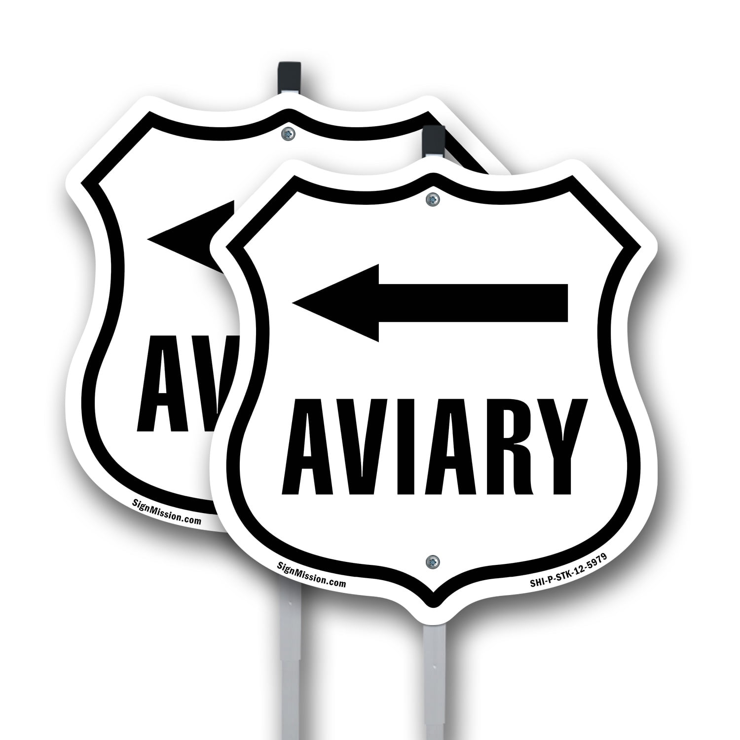 Aviary Left (2 Pack) 12 inch X 12 inch Shield Shaped Commercial Grade ...