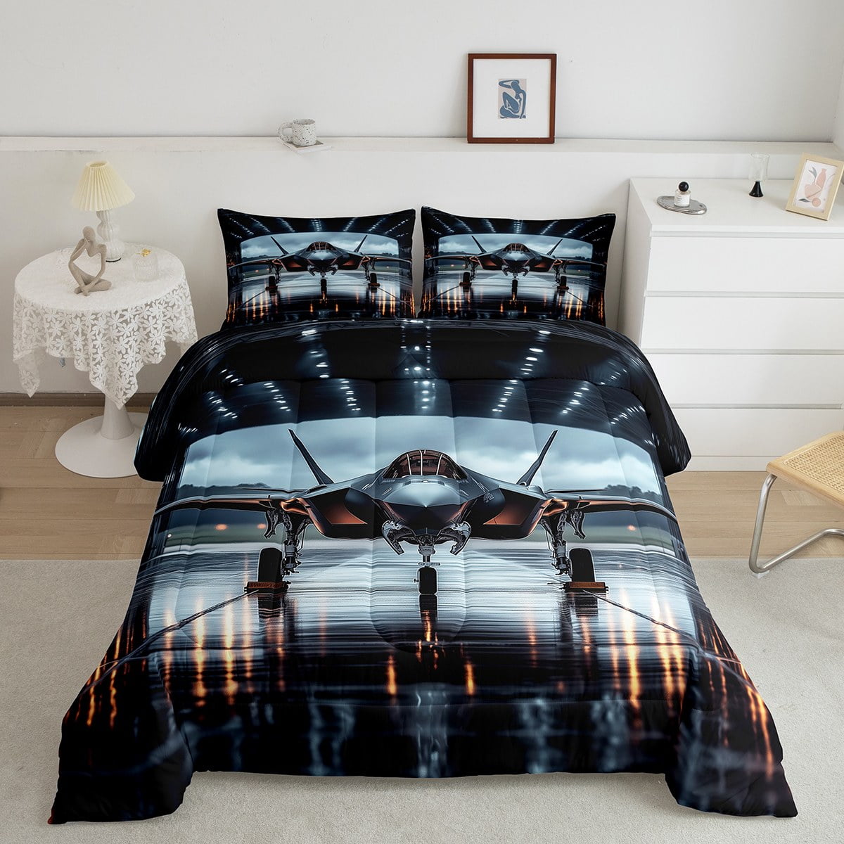 Aviation Aircraft Comforter Sets Queen,Airport 3D Airplane Bedding ...