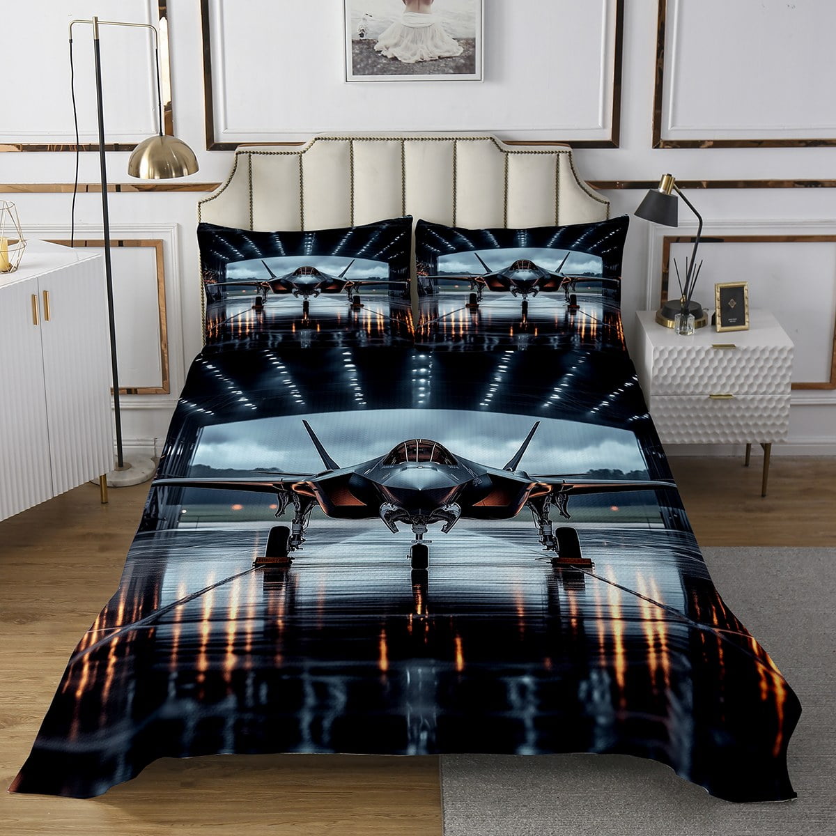 Aviation Aircraft Quilt Set King Size,Airport 3D Airplane Lightweight ...