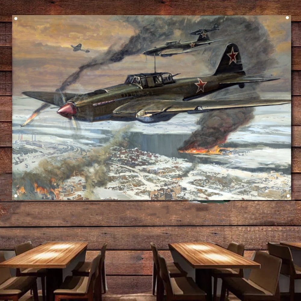 Aviation in the Battle of Stalingrad Fighter Banner - Military Wall Art ...