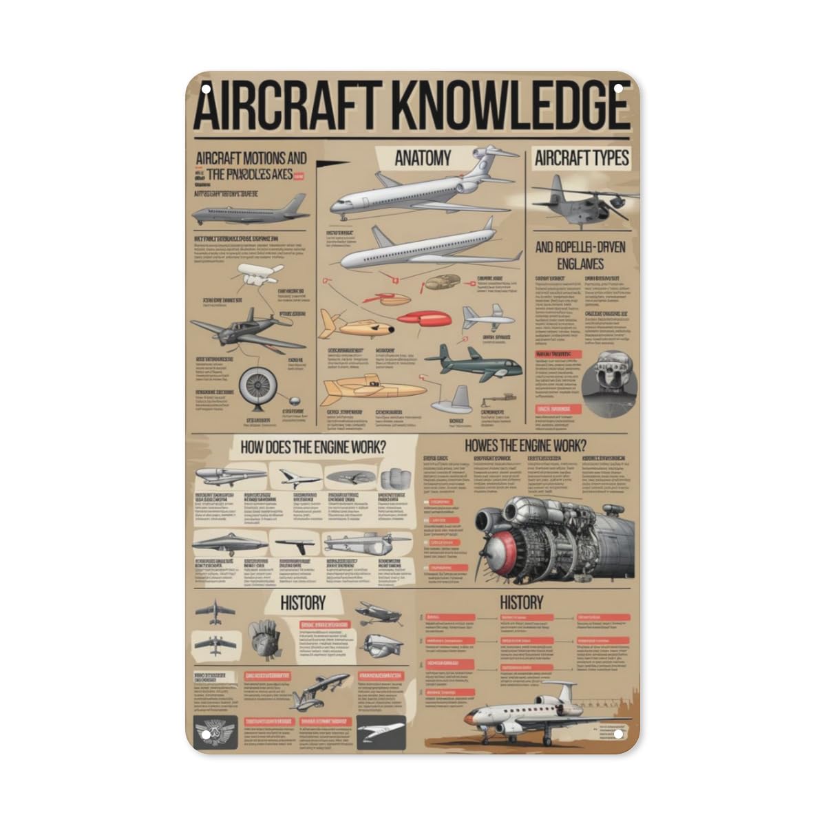 Aviation Blueprint Aluminum Sign 8X12IN Vintage Metal Wall Art for ...