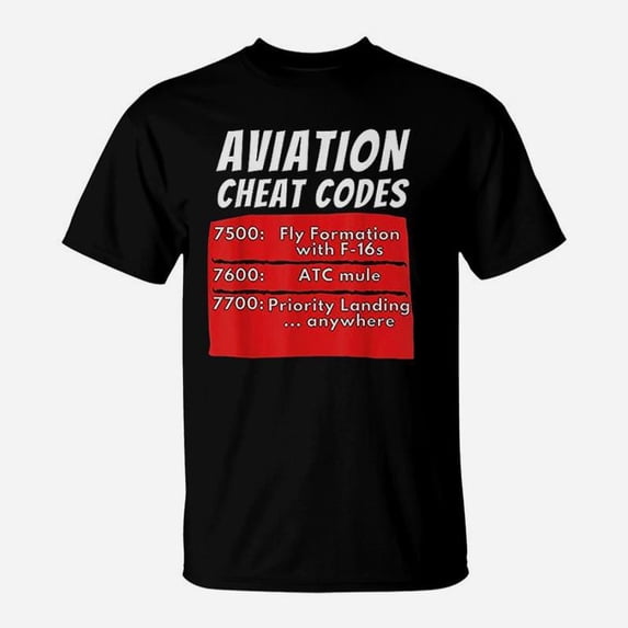 Aviation Cheat Codes Transponder Pilot Traffic TShirt - Walmart.com
