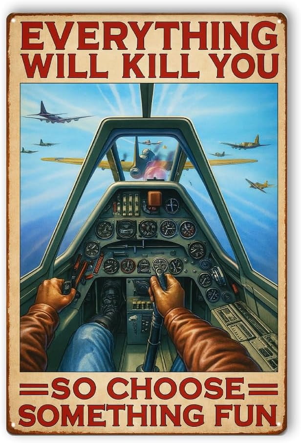 Aviation Cockpit View Metal Poster by DC | Vintage Tin Sign Wall Art ...
