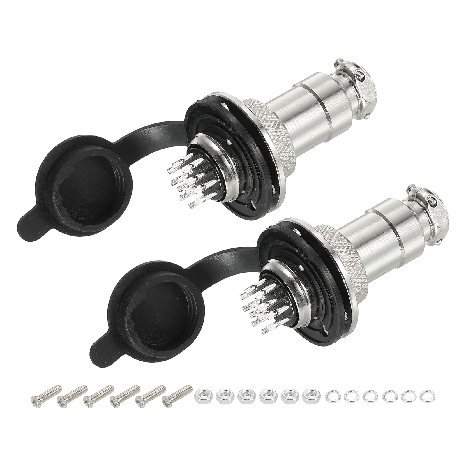 Aviation Connector GX20 12 Pins Silver Male Female Panel Metal Aviation Wire Connector with ...