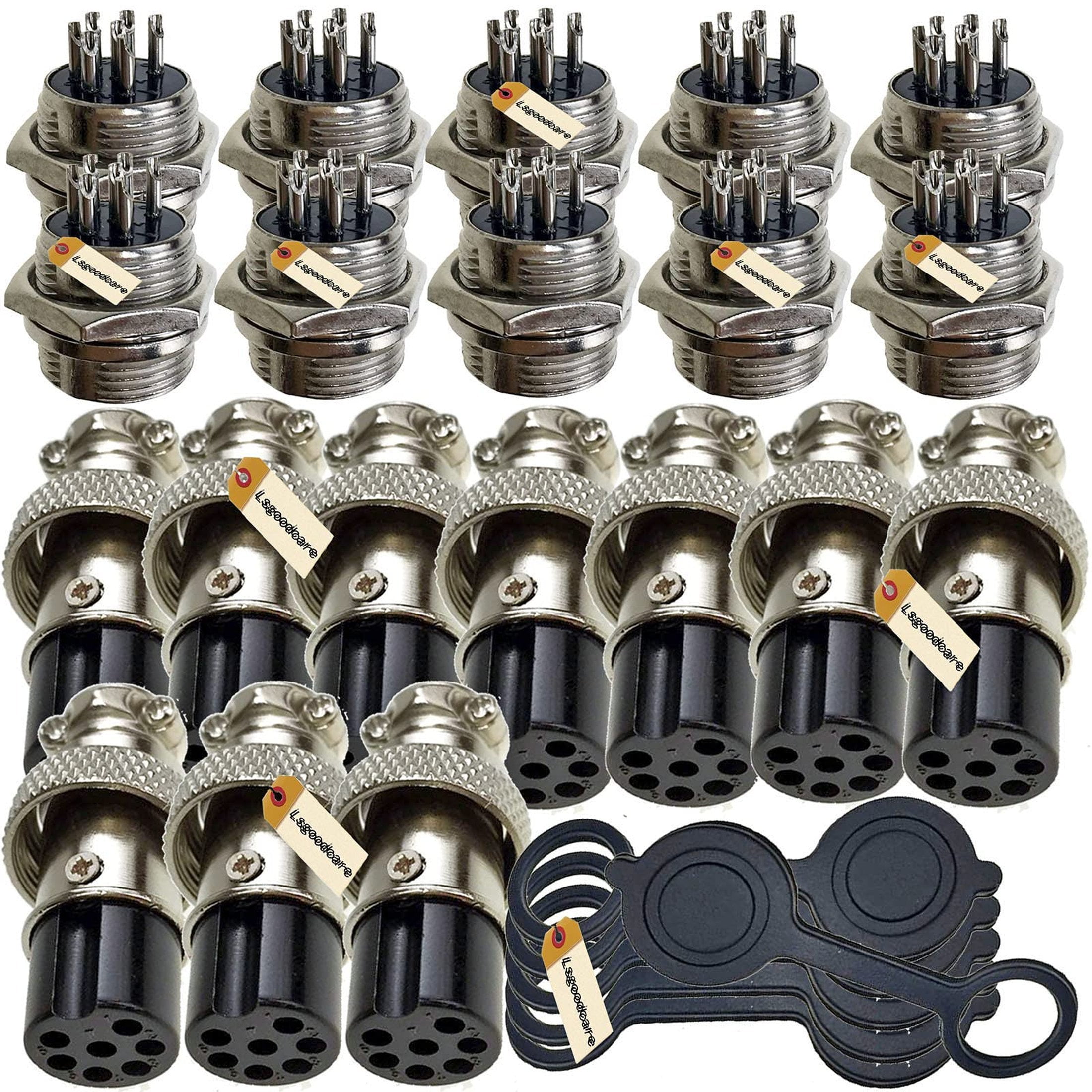 Aviation Connectors GX16-7 Set with 10 Caps for 7 Pin Metal Sockets ...