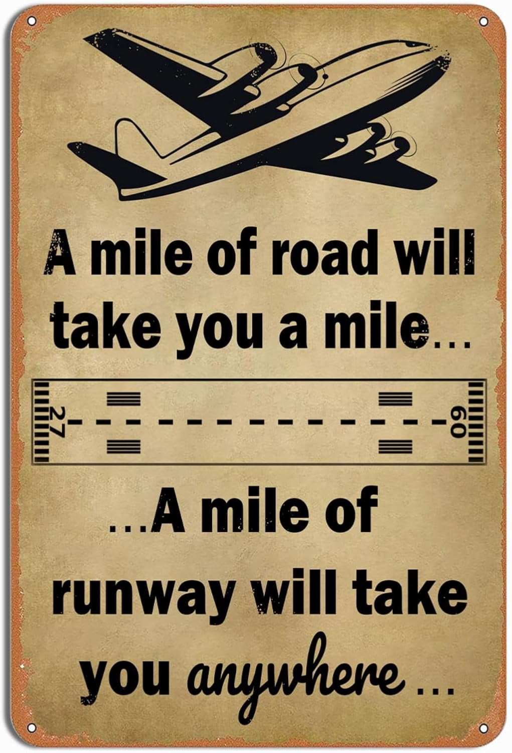 Aviation Decor Metal Sign - Vintage Airplane Wall Art, 8 x 12 inches ...