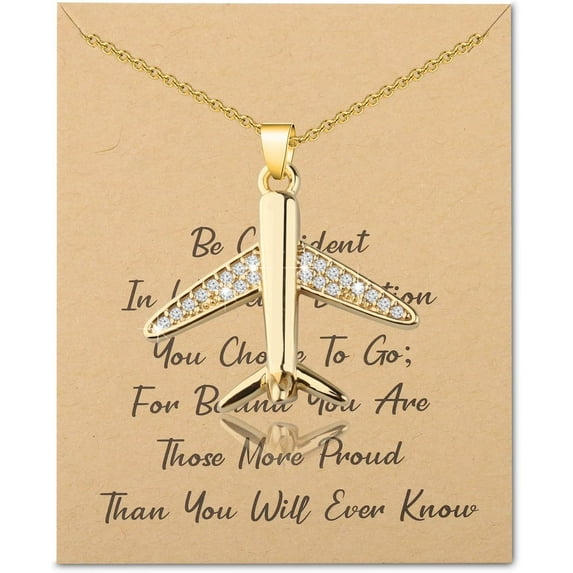 Aviation Gift Gold Plated Airplane Pendant Necklace Future Pilot Gifts ...